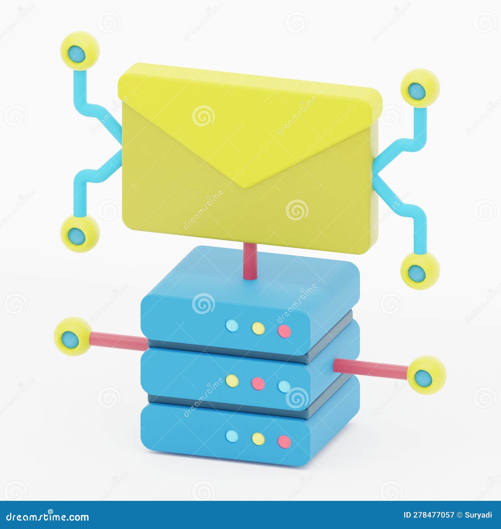 Mail Server 3d Icon Represented with Multiple Routers and Mailing ...