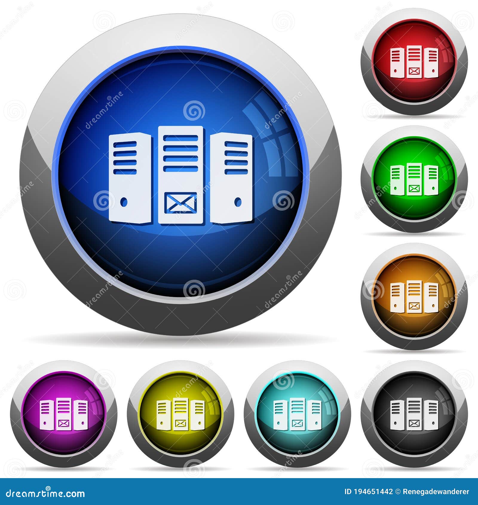 Mail Server Round Glossy Buttons Stock Vector - Illustration of data ...