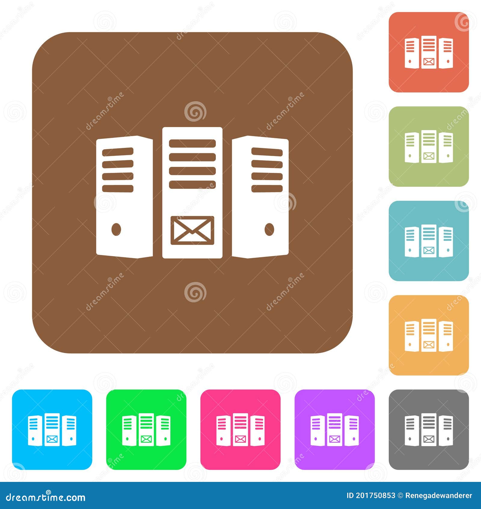 Mail Server Rounded Square Flat Icons Stock Vector - Illustration of ...