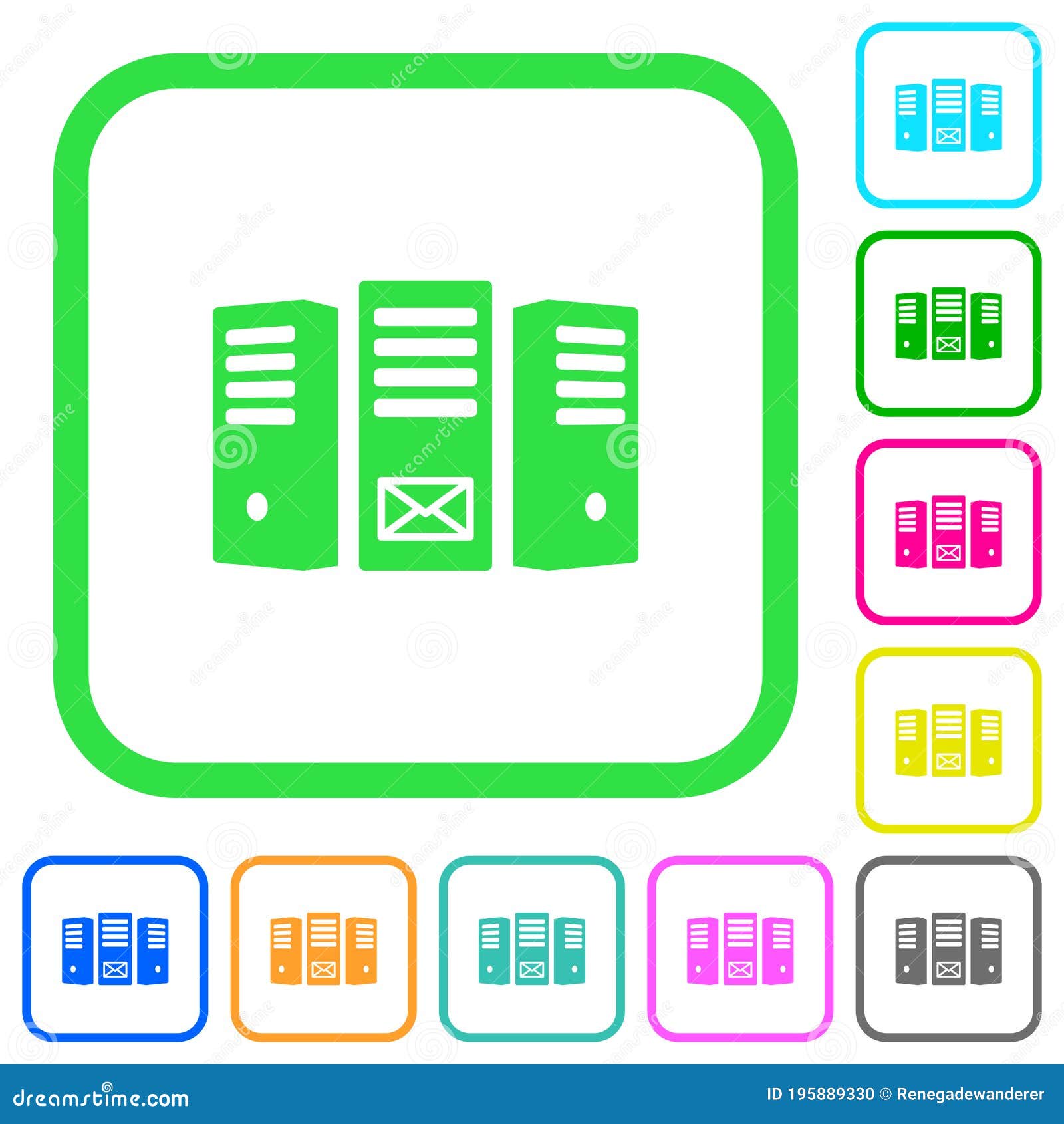 Mail Server Vivid Colored Flat Icons Stock Vector - Illustration of ...