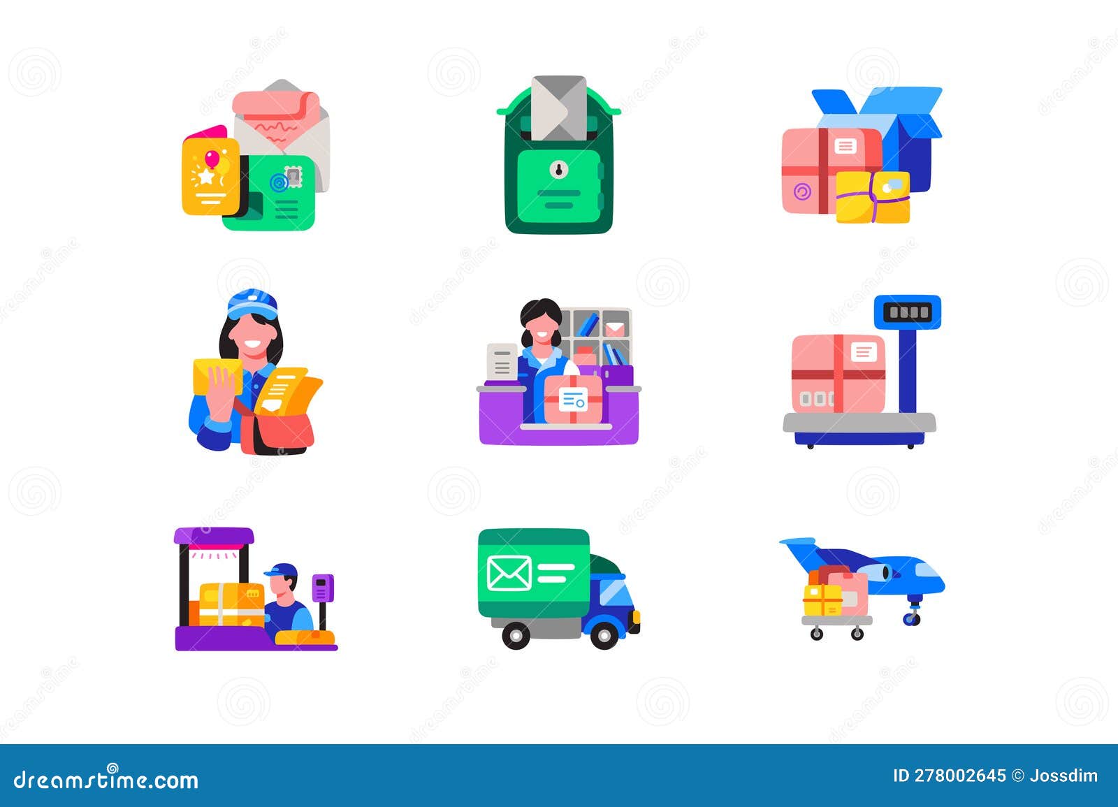 Mail service icon set stock vector. Illustration of department - 278002645