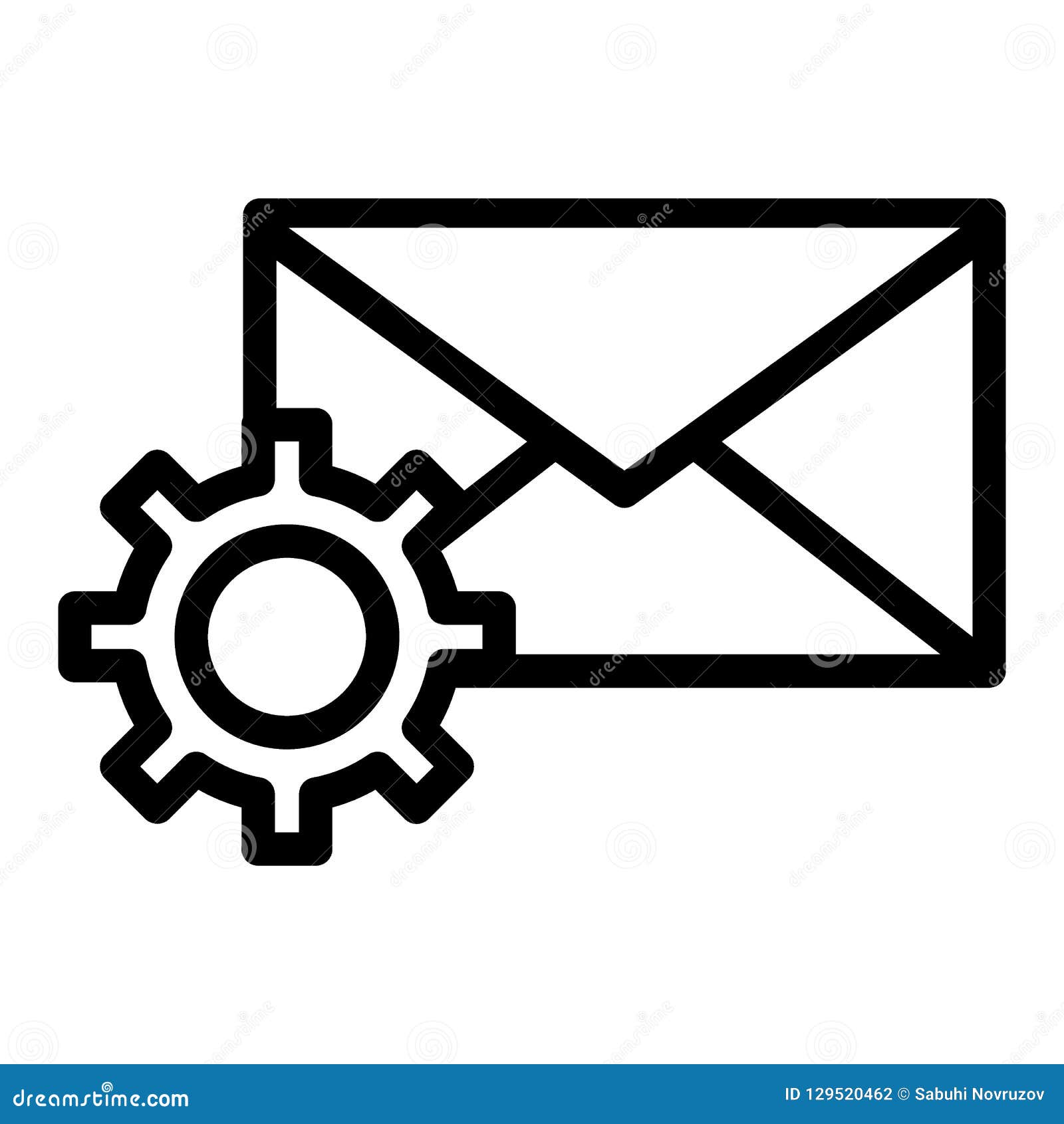 Mail Settings Line Icon. Envelope and Cog Wheel Vector Illustration ...