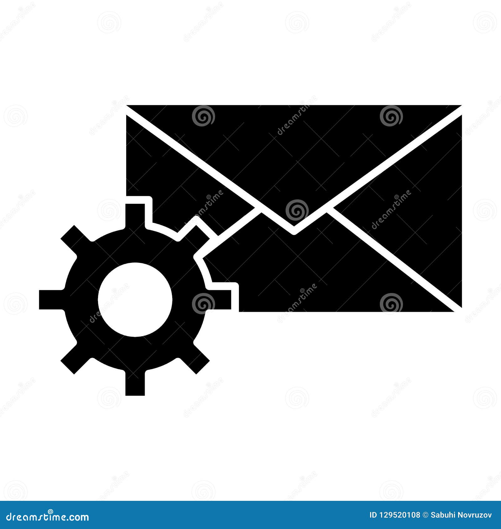 Mail Settings Solid Icon. Envelope and Cog Wheel Vector Illustration ...