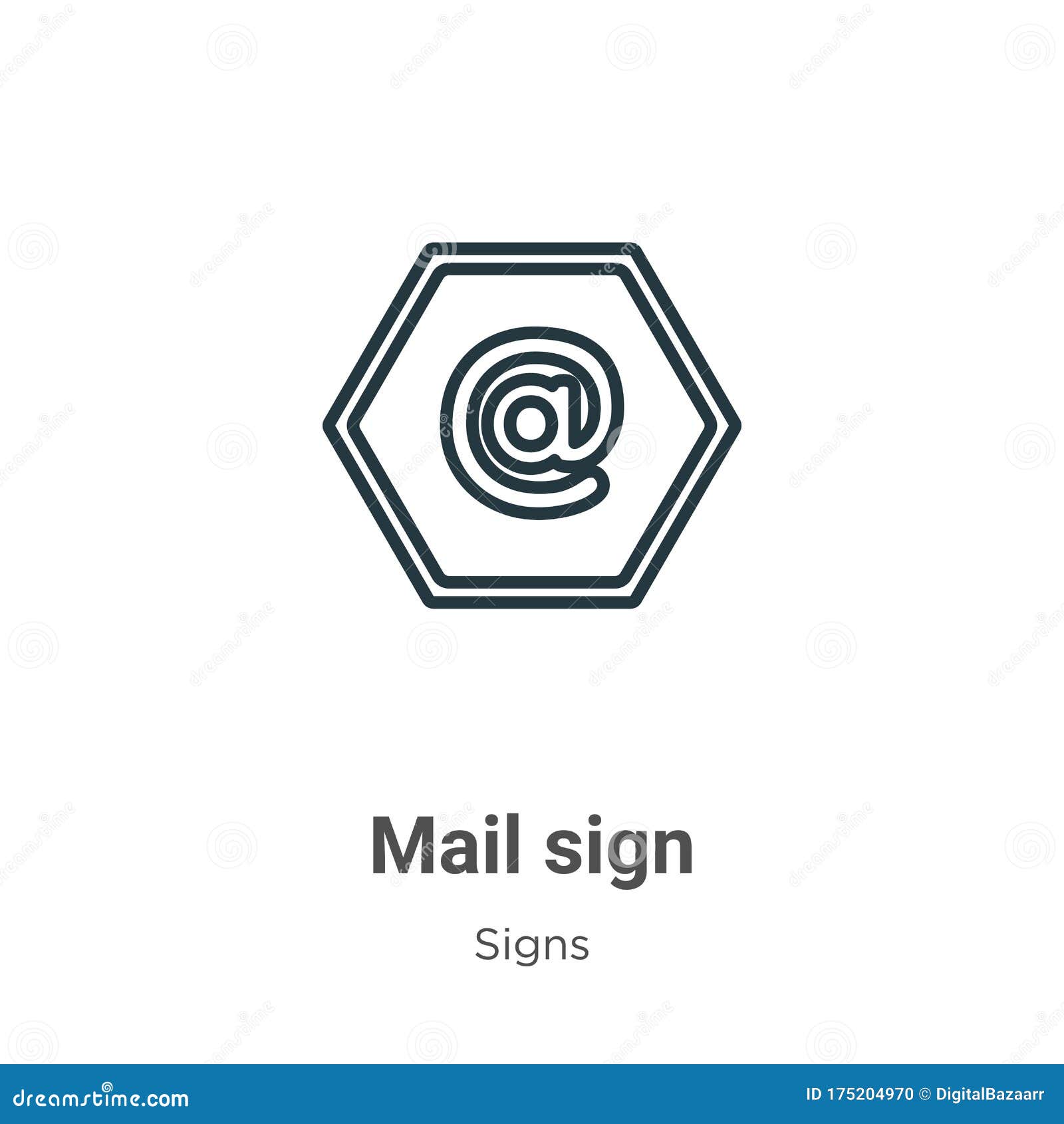 Mail Sign Outline Vector Icon. Thin Line Black Mail Sign Icon, Flat ...
