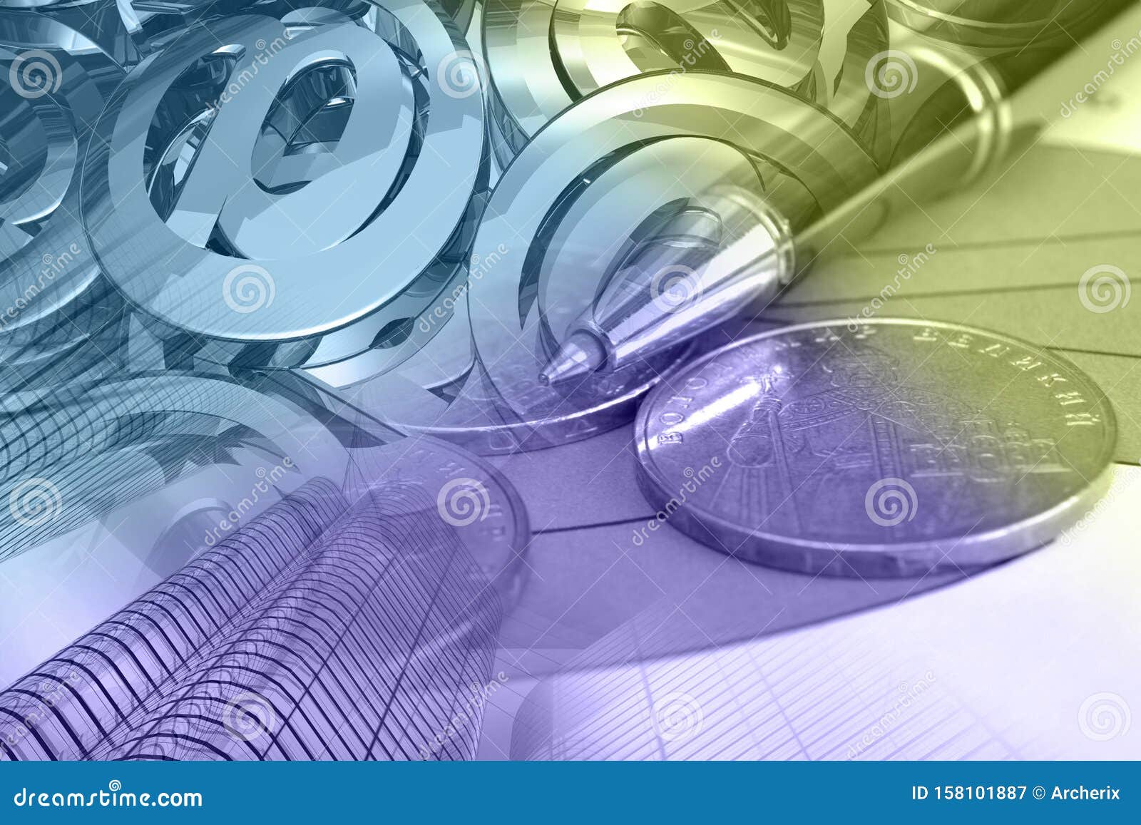 Mail signs, graph and pen stock image. Image of graph - 158101887