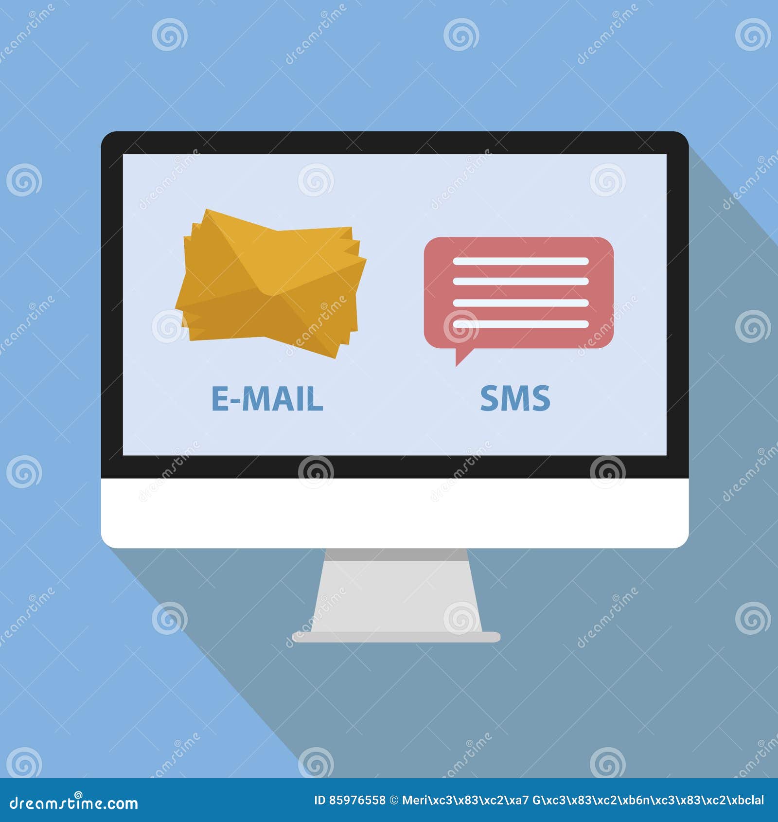 Mail and sms screen stock illustration. Illustration of screen - 85976558