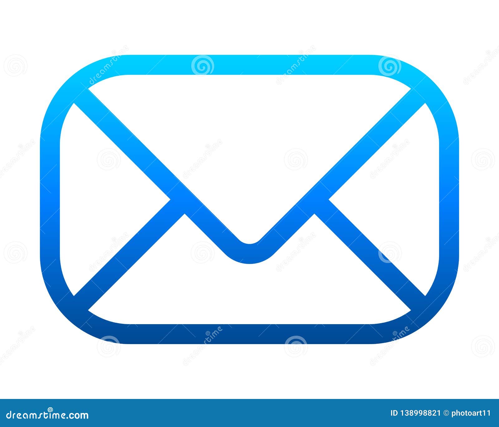 Mail Symbol Icon - Blue Gradient Outline with Rounded Corners, Isolated ...