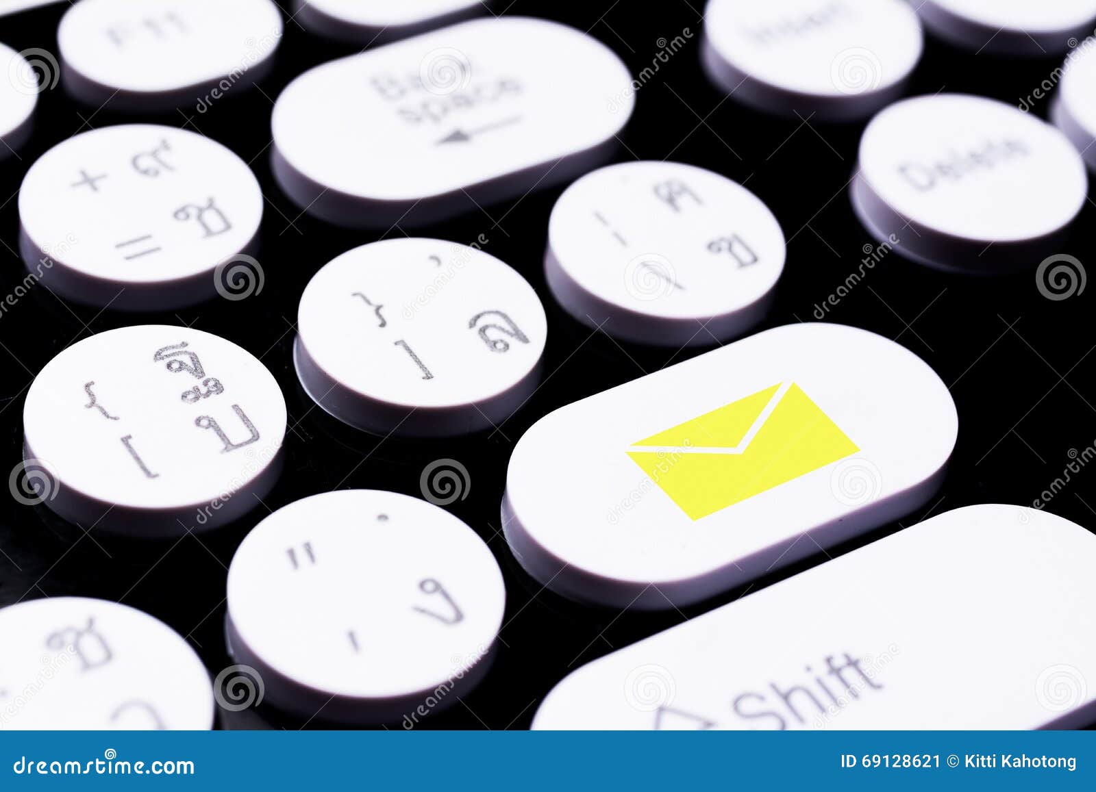 Mail symbol on keyboard stock image. Image of symbol - 69128621