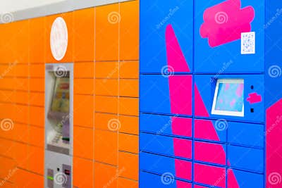 Mail Terminal with Automatic Self-service Boxes Close-up Editorial ...