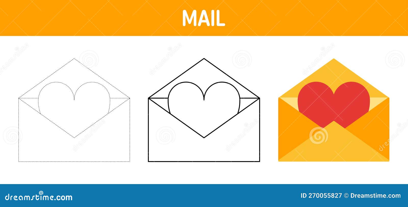 Mail Tracing and Coloring Worksheet for Kids Stock Vector ...