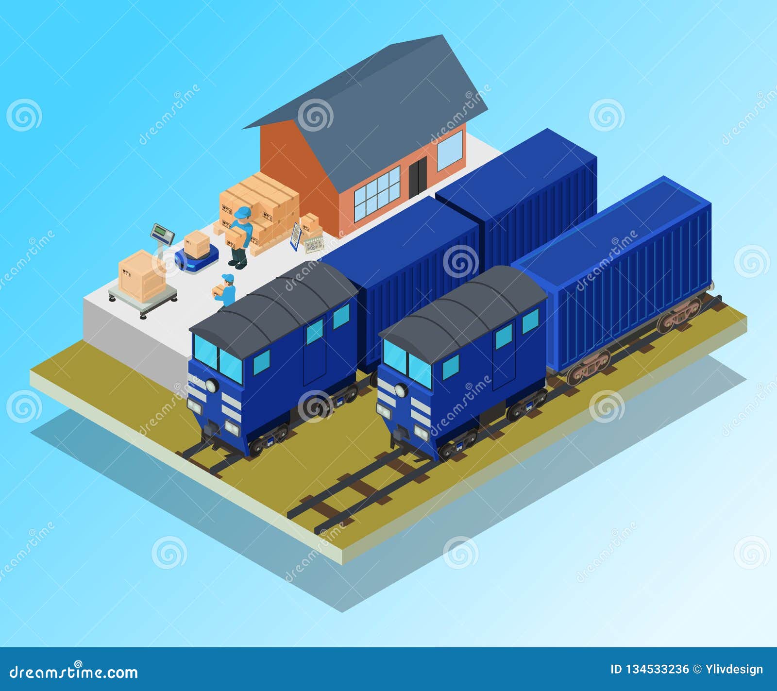 Mail Train Concept Banner, Isometric Style Stock Vector - Illustration ...