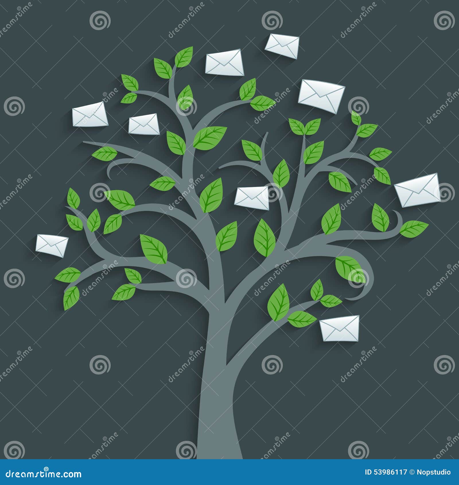 Mail tree stock vector. Illustration of leaf, idea, creative - 53986117