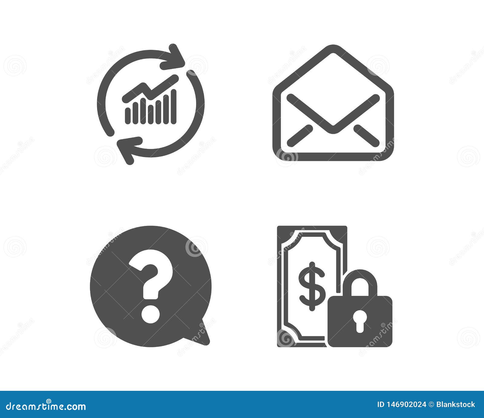 Mail, Update Data and Question Mark Icons. Private Payment Sign. E-mail ...