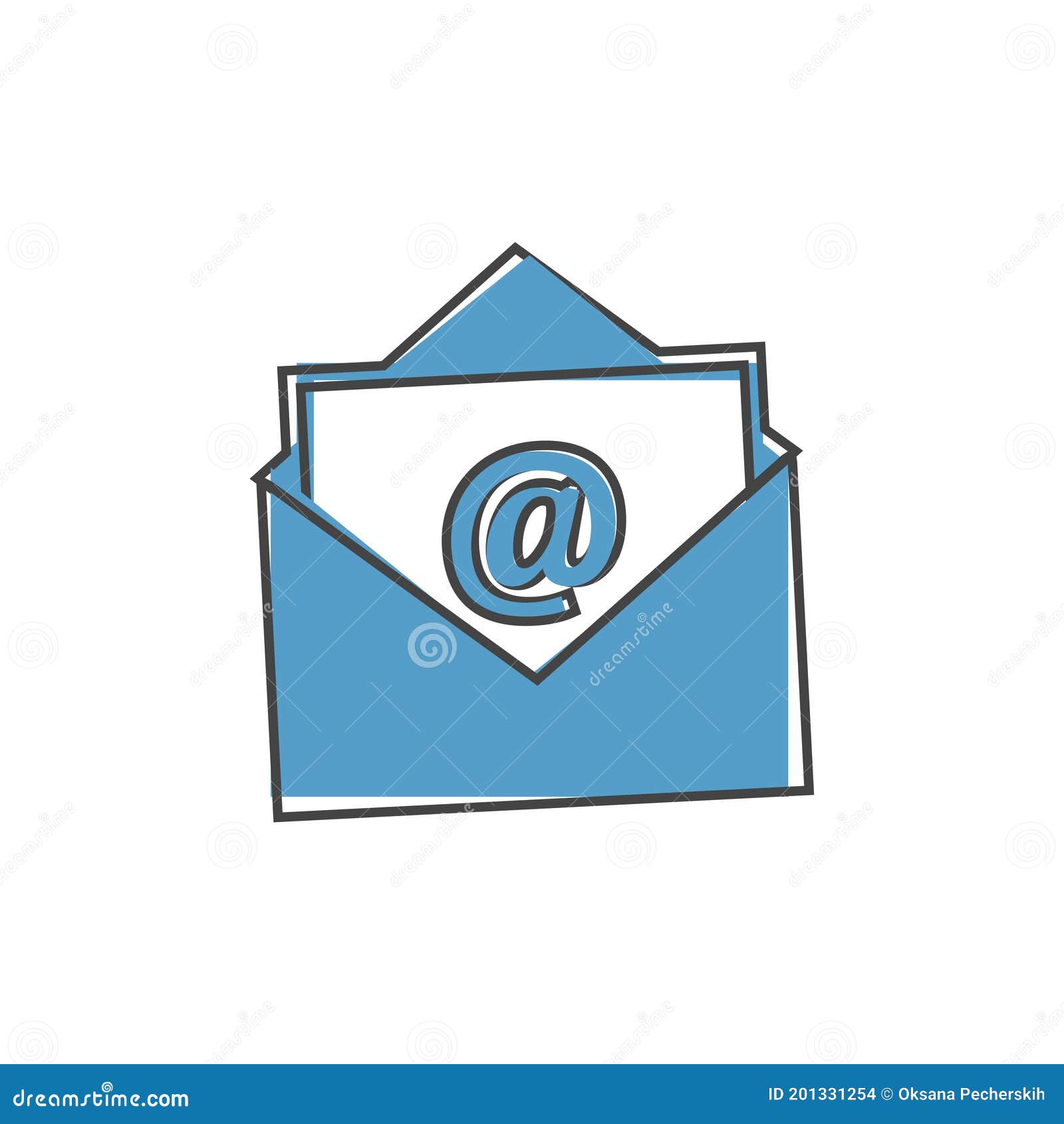 Mail Vector Icon on Flat Design. E-mail Vector Cartoon Style on White ...