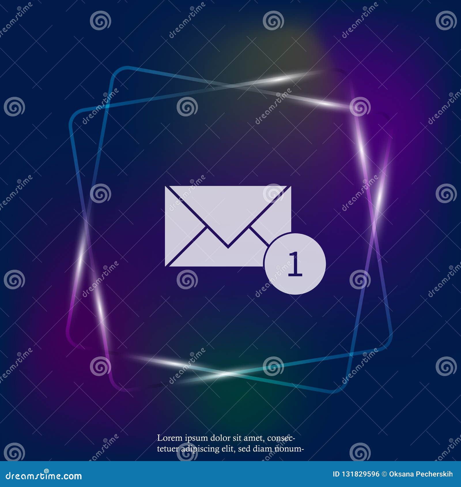 Mail Vector Neon Light Icon on Flat Design. E-mail Vector Illustration ...