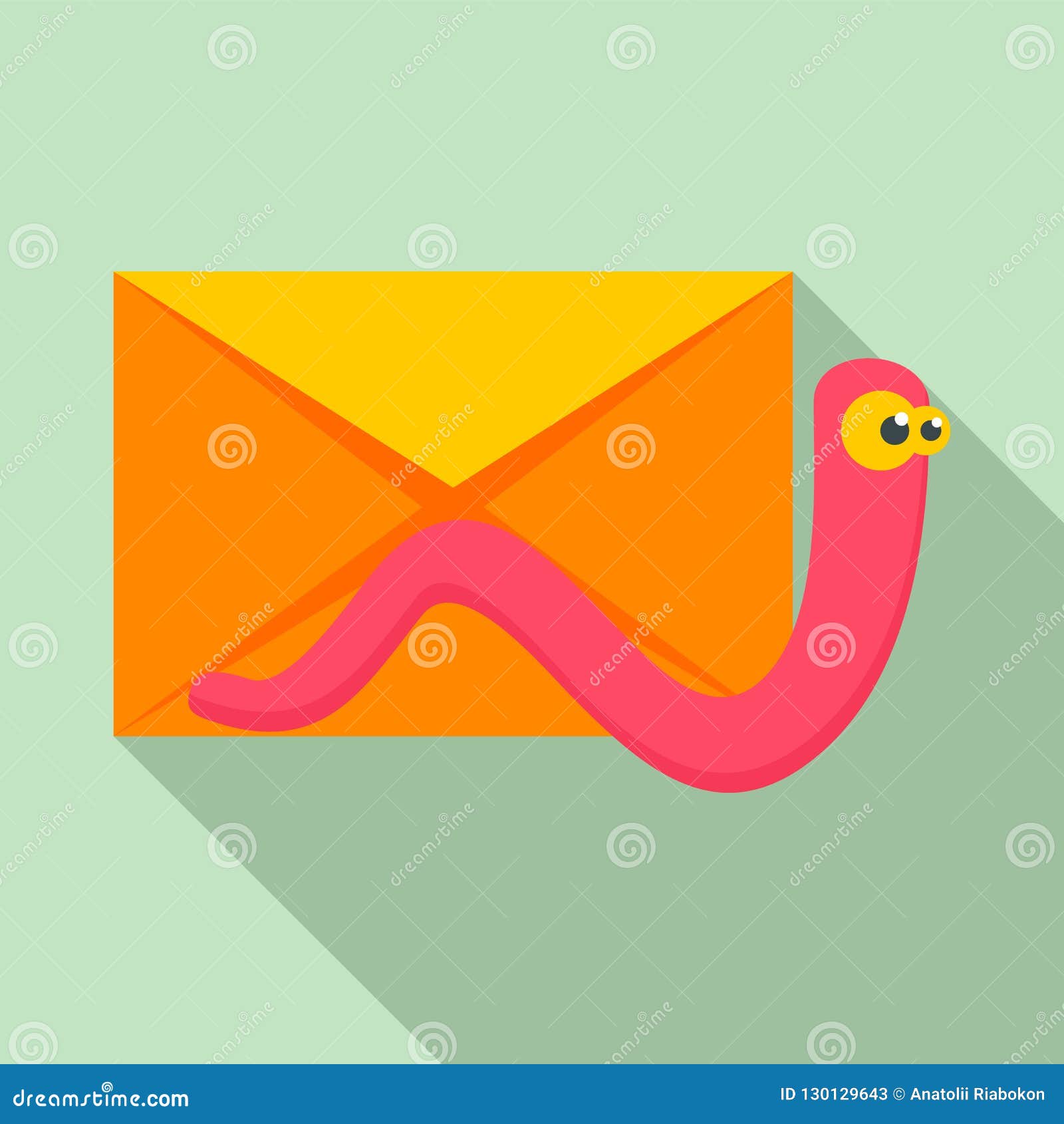 Mail Virus Worm Icon, Flat Style Stock Vector - Illustration of program ...