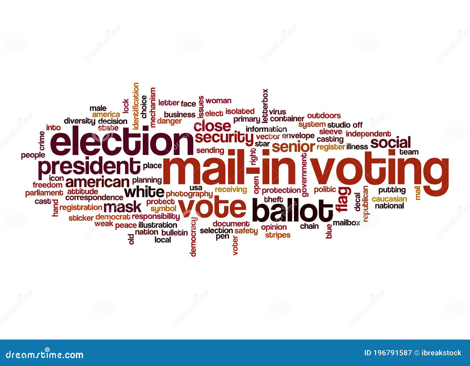 Mail-in Voting Word Cloud Concept on White Background Stock ...