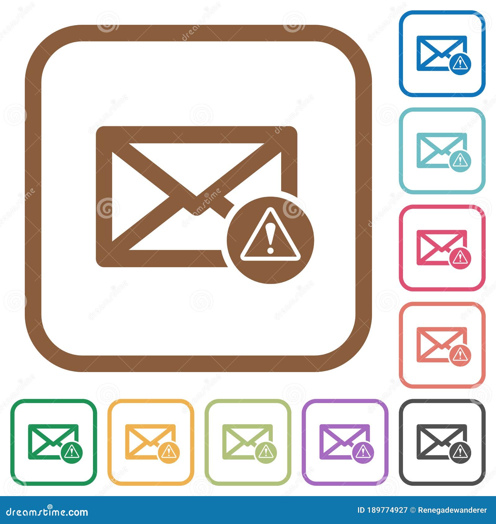 Mail warning simple icons stock vector. Illustration of blue - 189774927