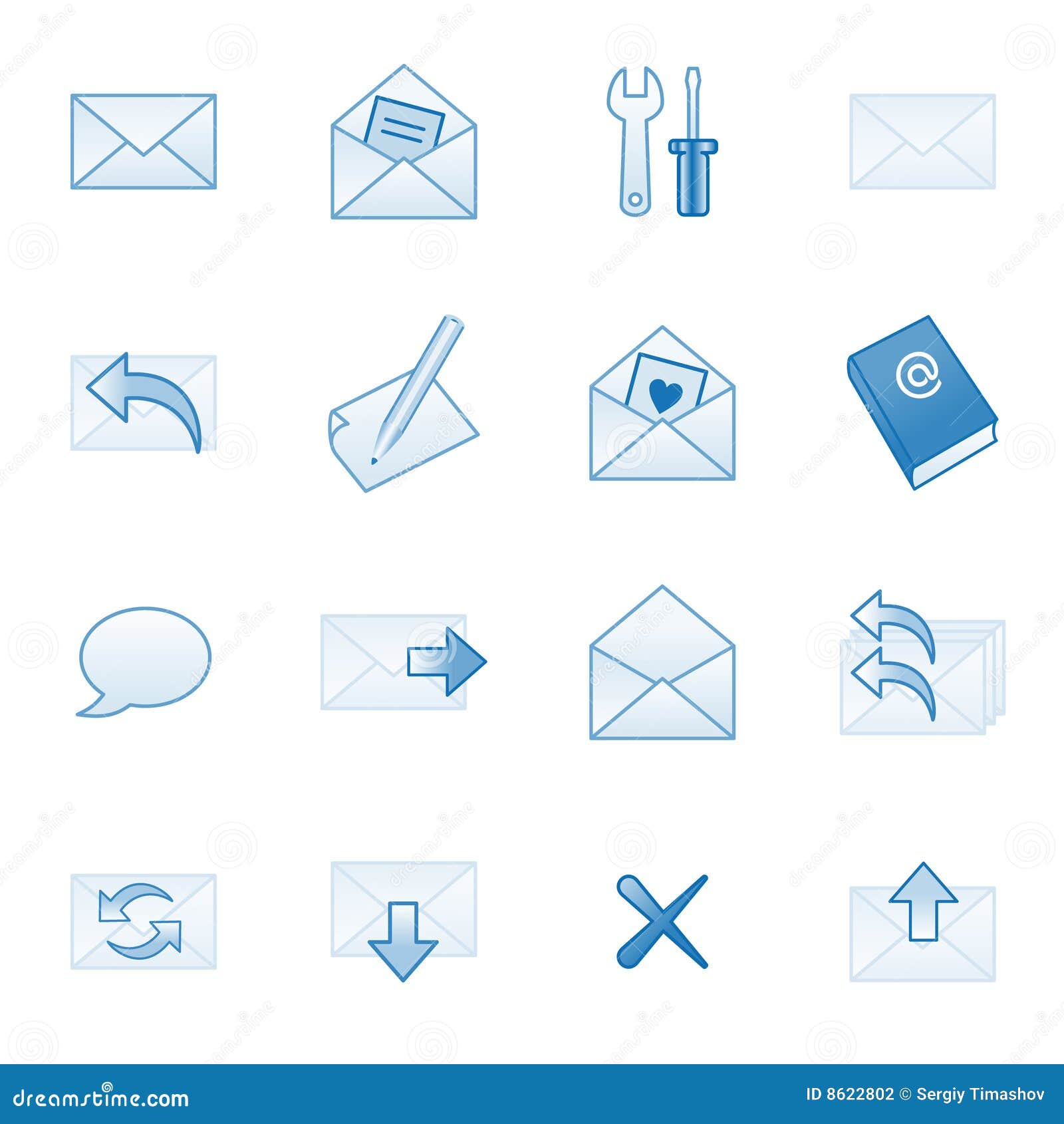 Mail Web Icons Set 1, Blue Series Stock Vector - Illustration of book ...