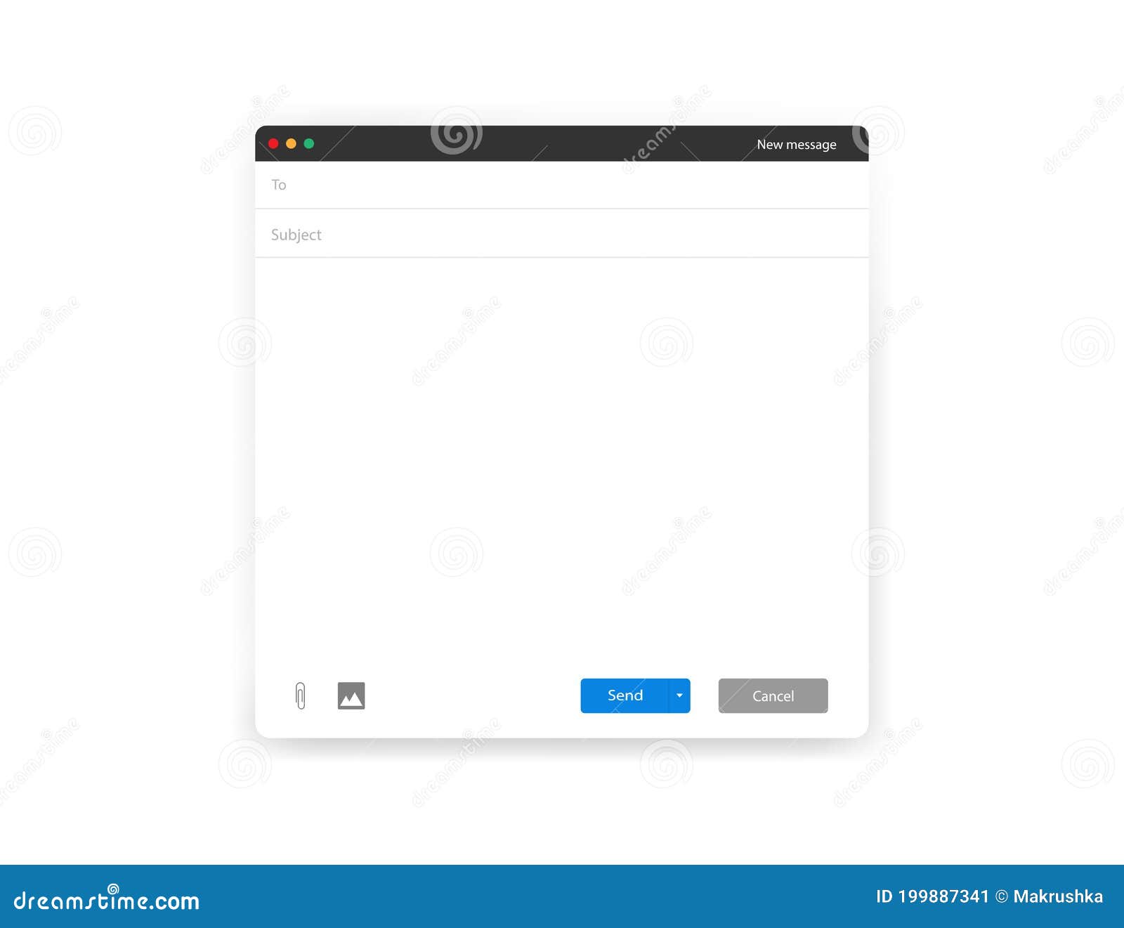 Mail Window Template. Mockup with Blank Message Form. White Frame ...