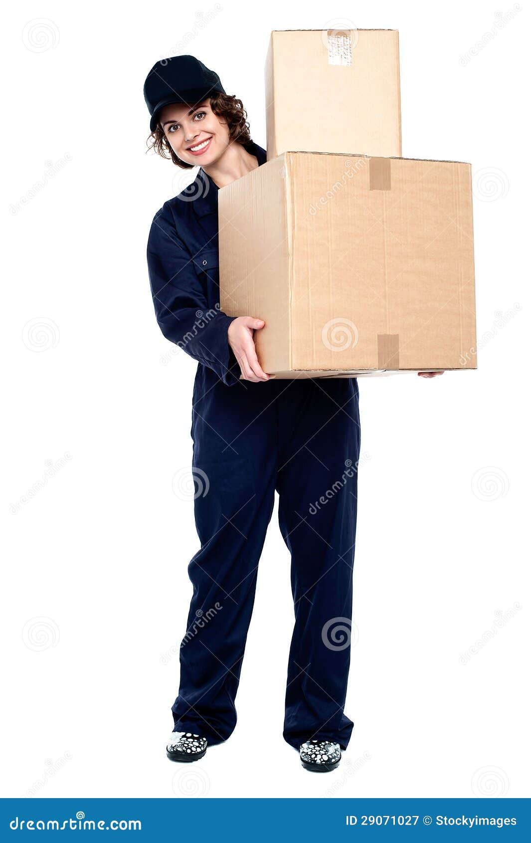 Mail Woman Delivering Parcel Stock Image - Image of carrying, isolated ...