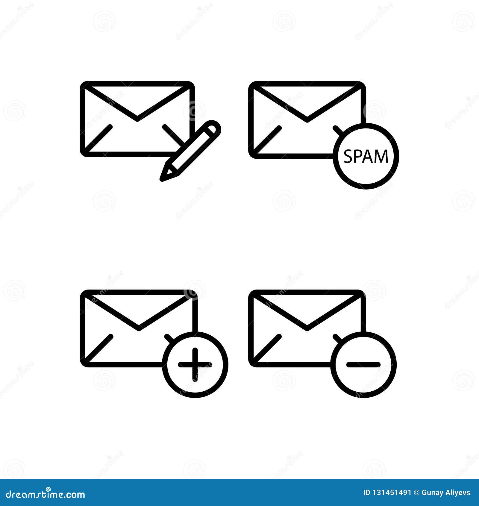 Mail, Write, Spam, Plus, Minus Sign Icons. Element of Outline Button ...