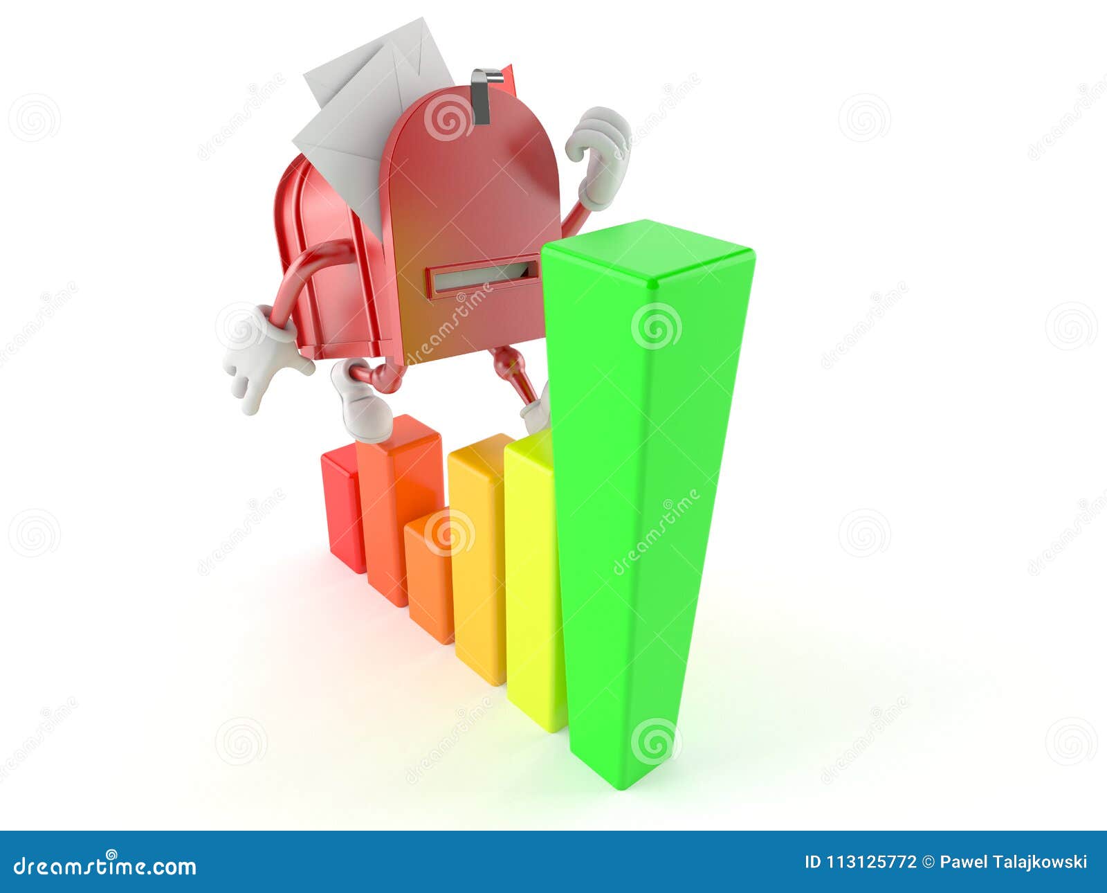 Mailbox Character with Chart Stock Illustration - Illustration of ...