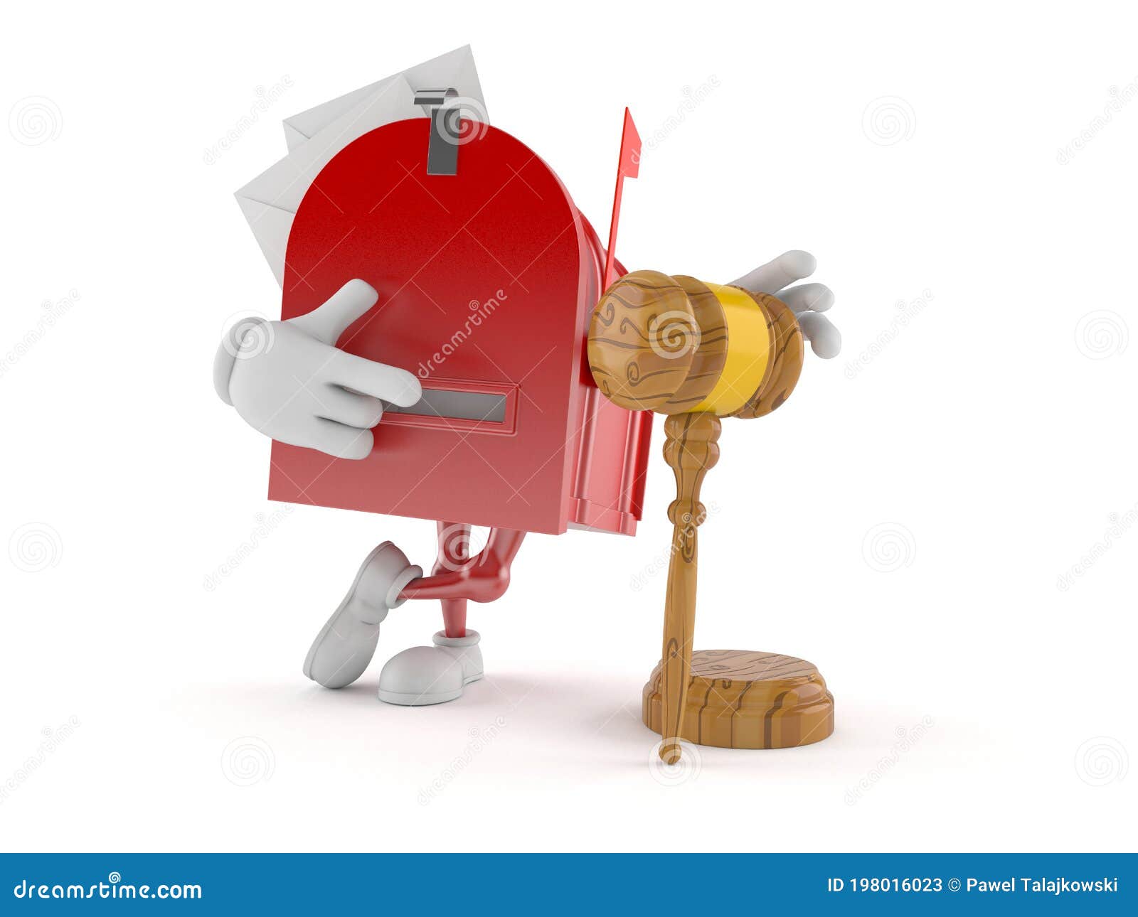 Mailbox Character with Gavel Stock Illustration - Illustration of ...