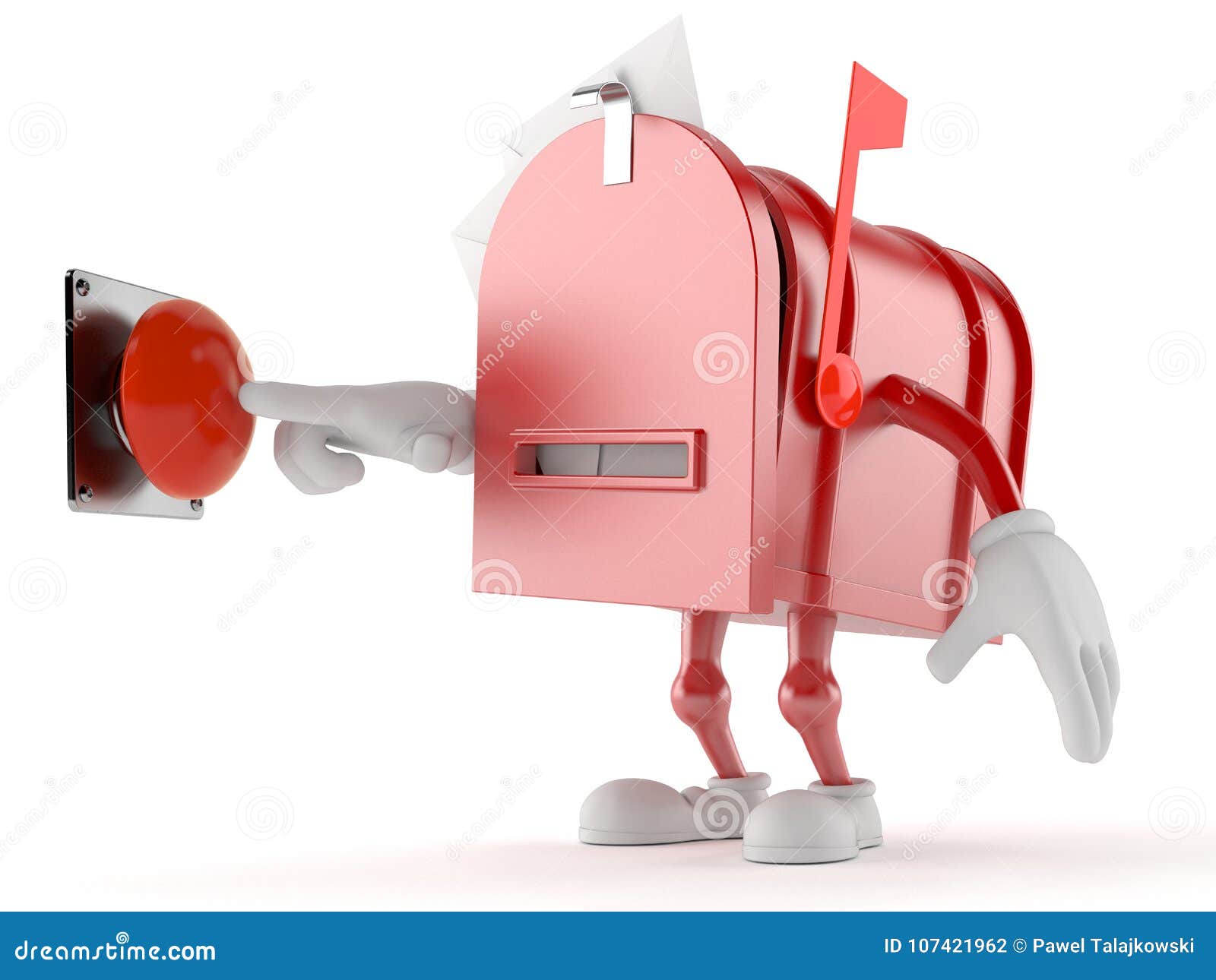 Mailbox Character Pushing Button Stock Illustration - Illustration of ...