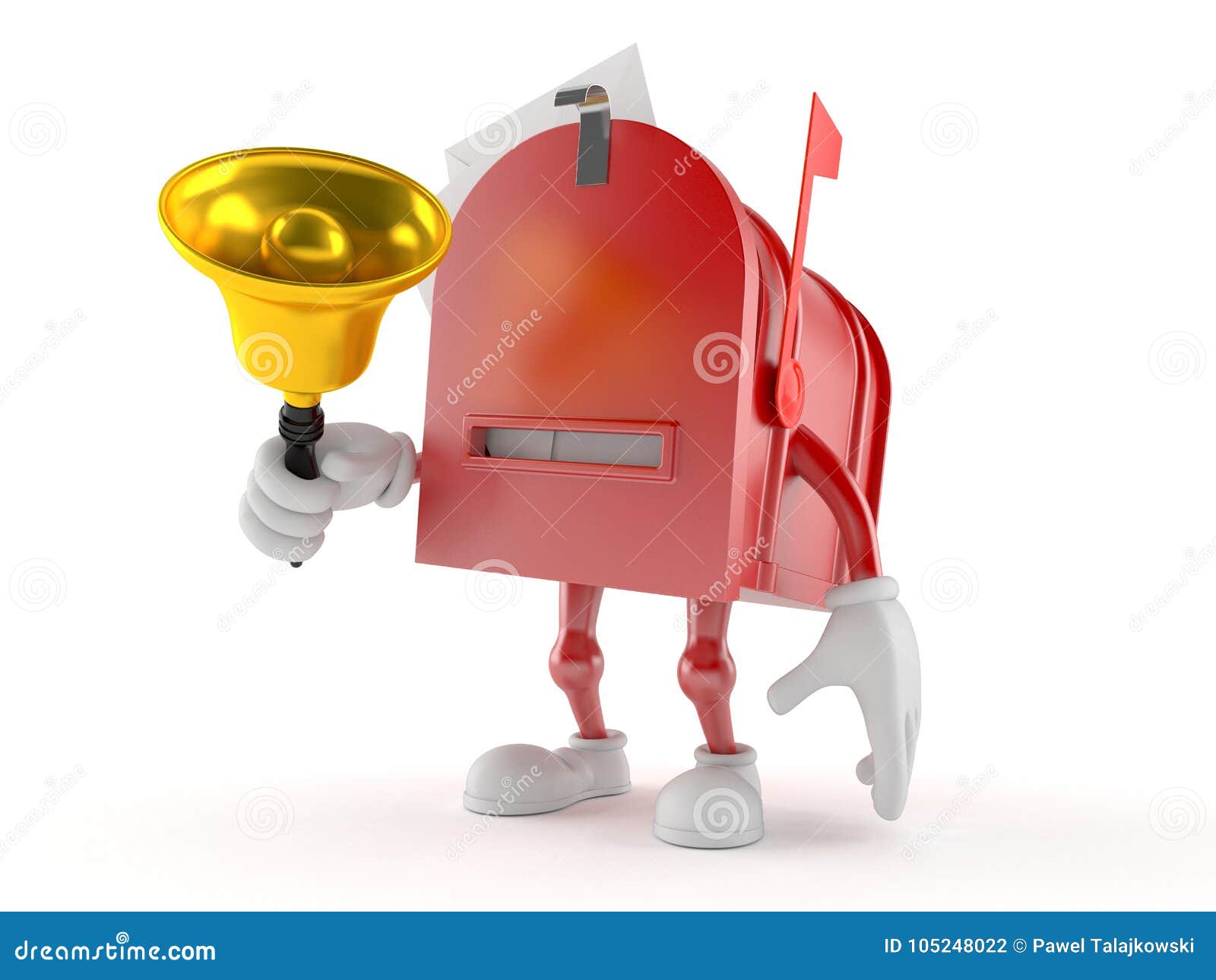 Mailbox Character Ringing a Handbell Stock Illustration - Illustration ...