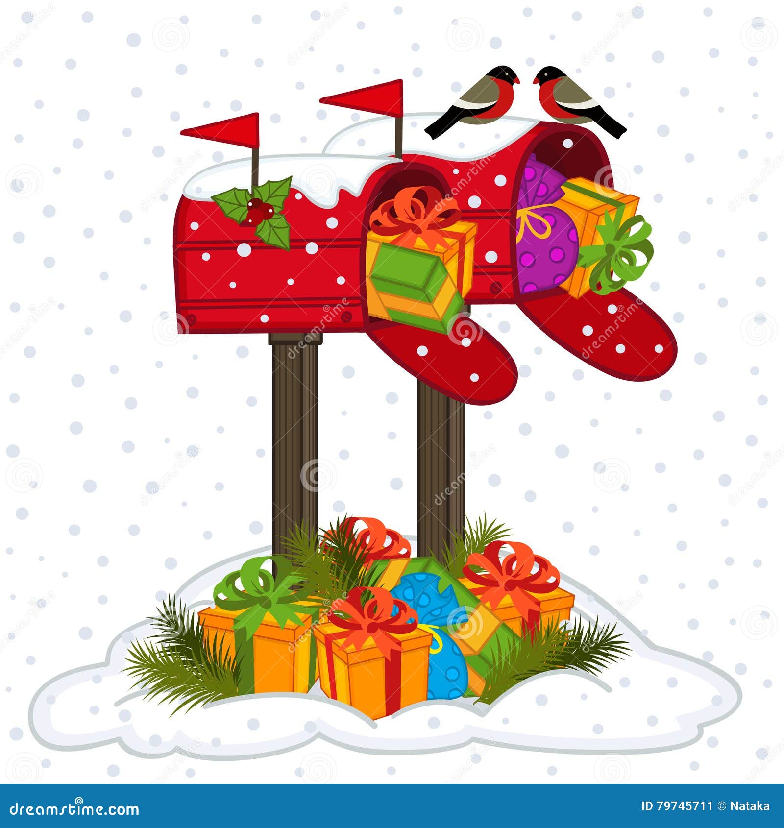 Mailbox with Christmas Gifts Stock Vector - Illustration of holiday ...
