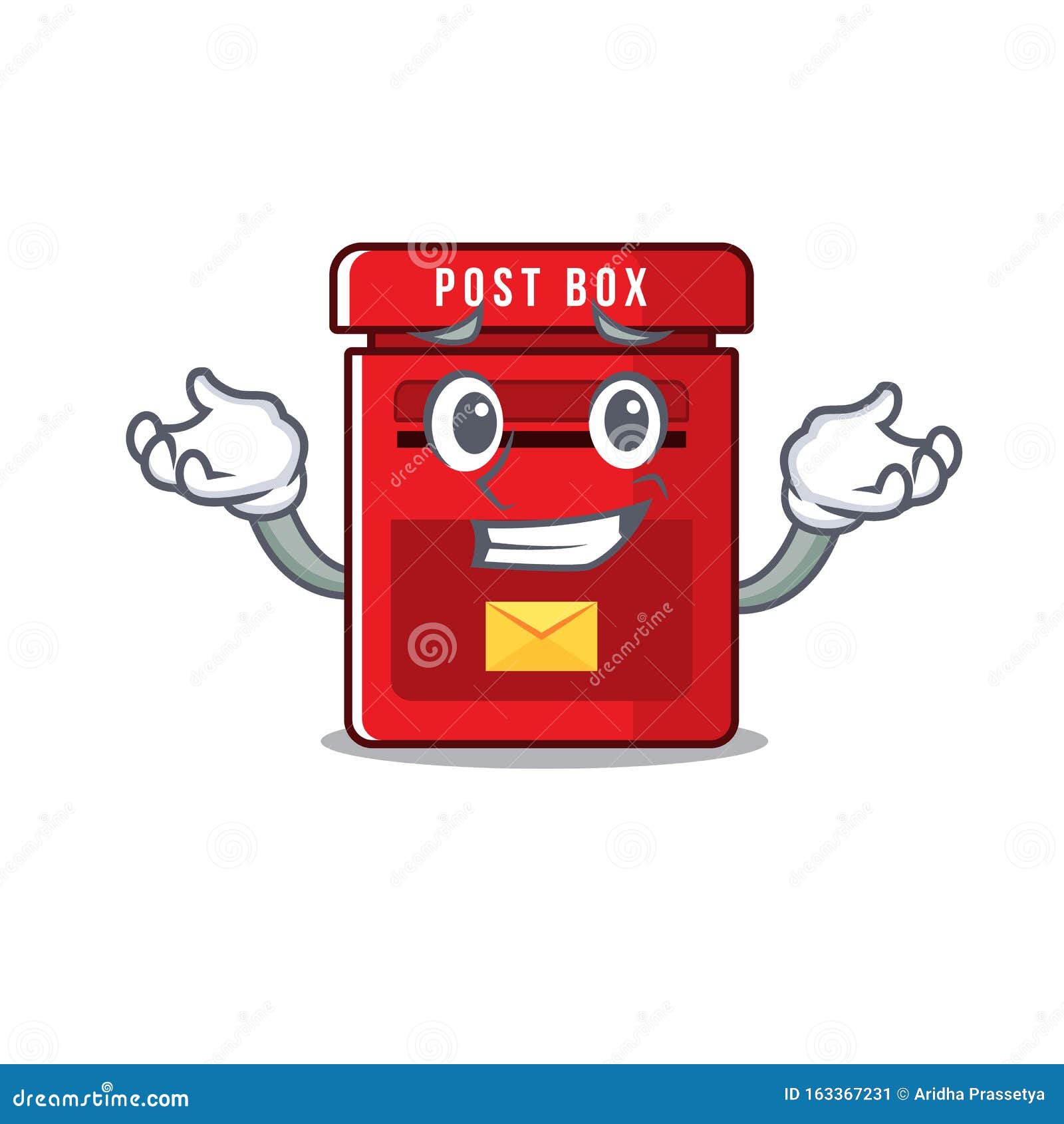 Mailbox Clings Grinning To Cute Cartoon Wall Stock Vector ...