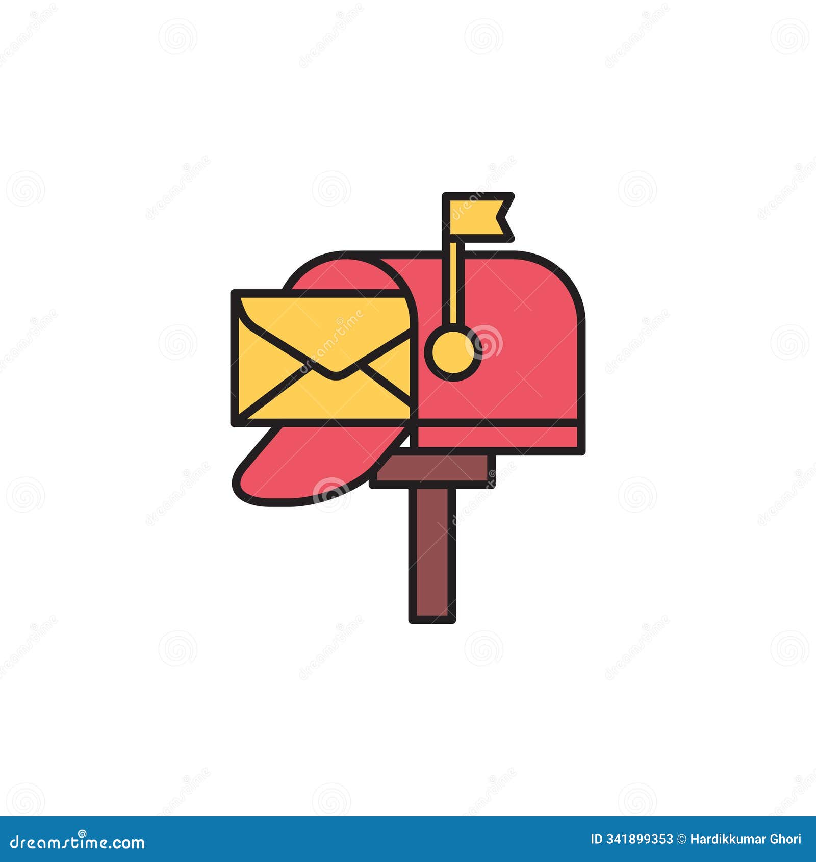 Mailbox Colored Vector Icon on White Background Stock Illustration ...