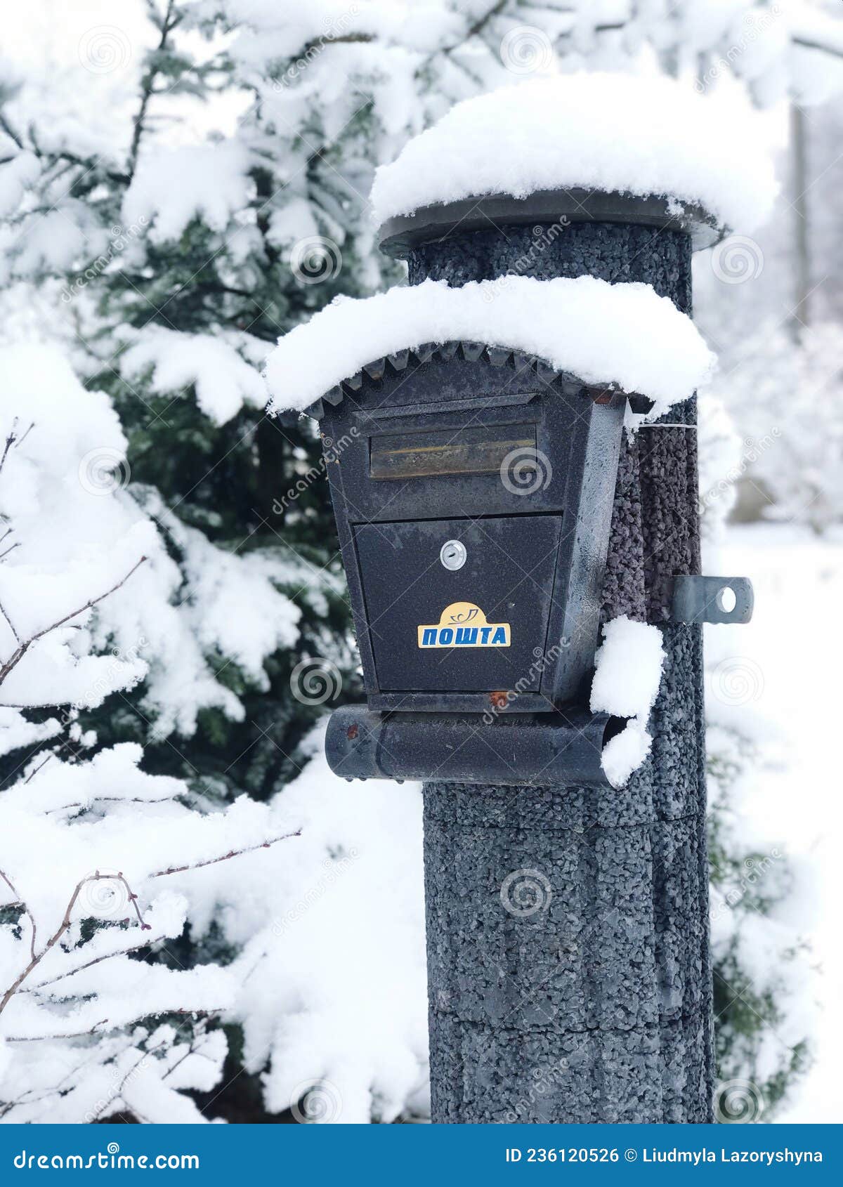 Mailbox stock photo. Image of white, snow, winter, mailbox - 236120526