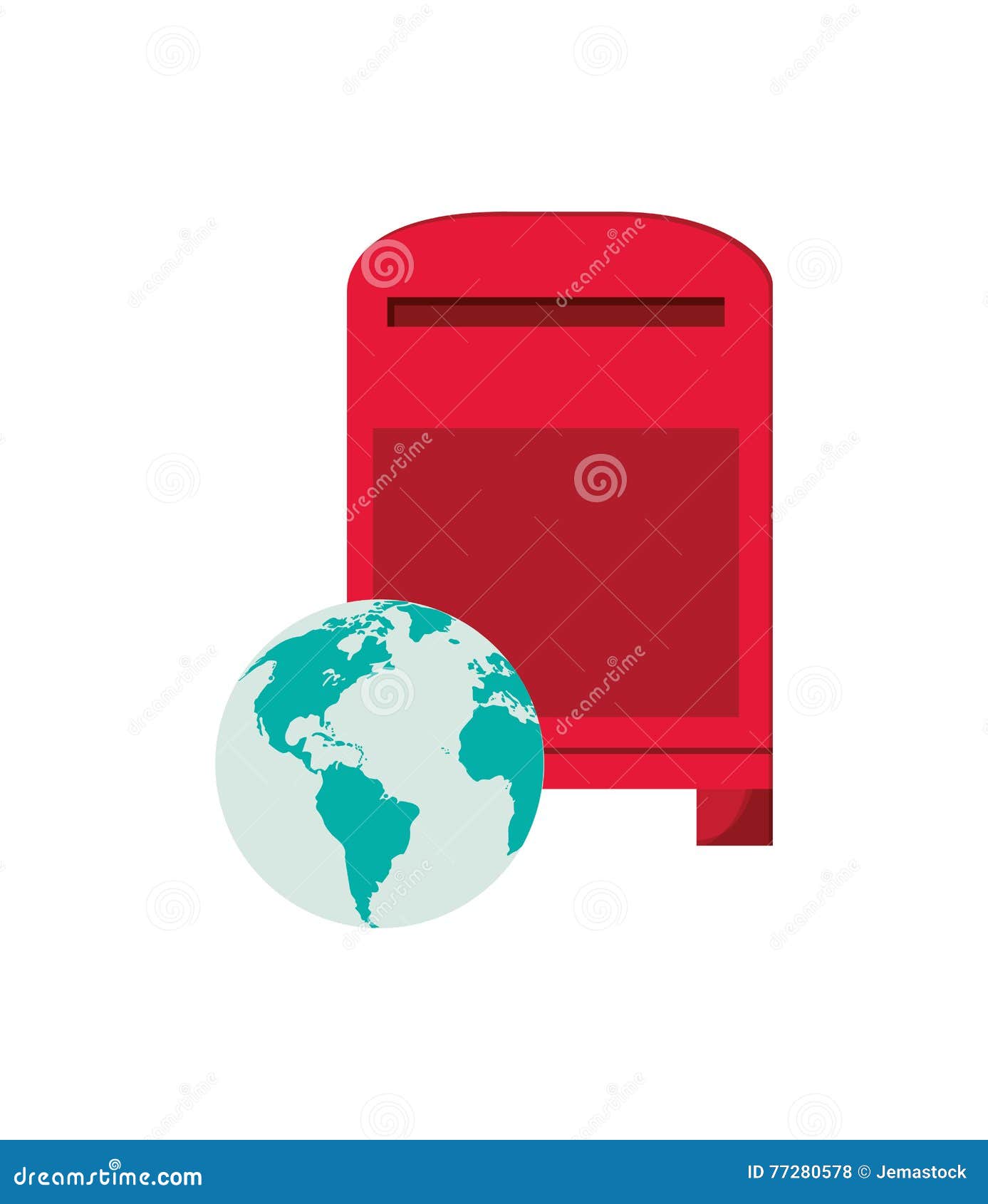 Mailbox and Earth Globe Icon Stock Vector - Illustration of postage ...