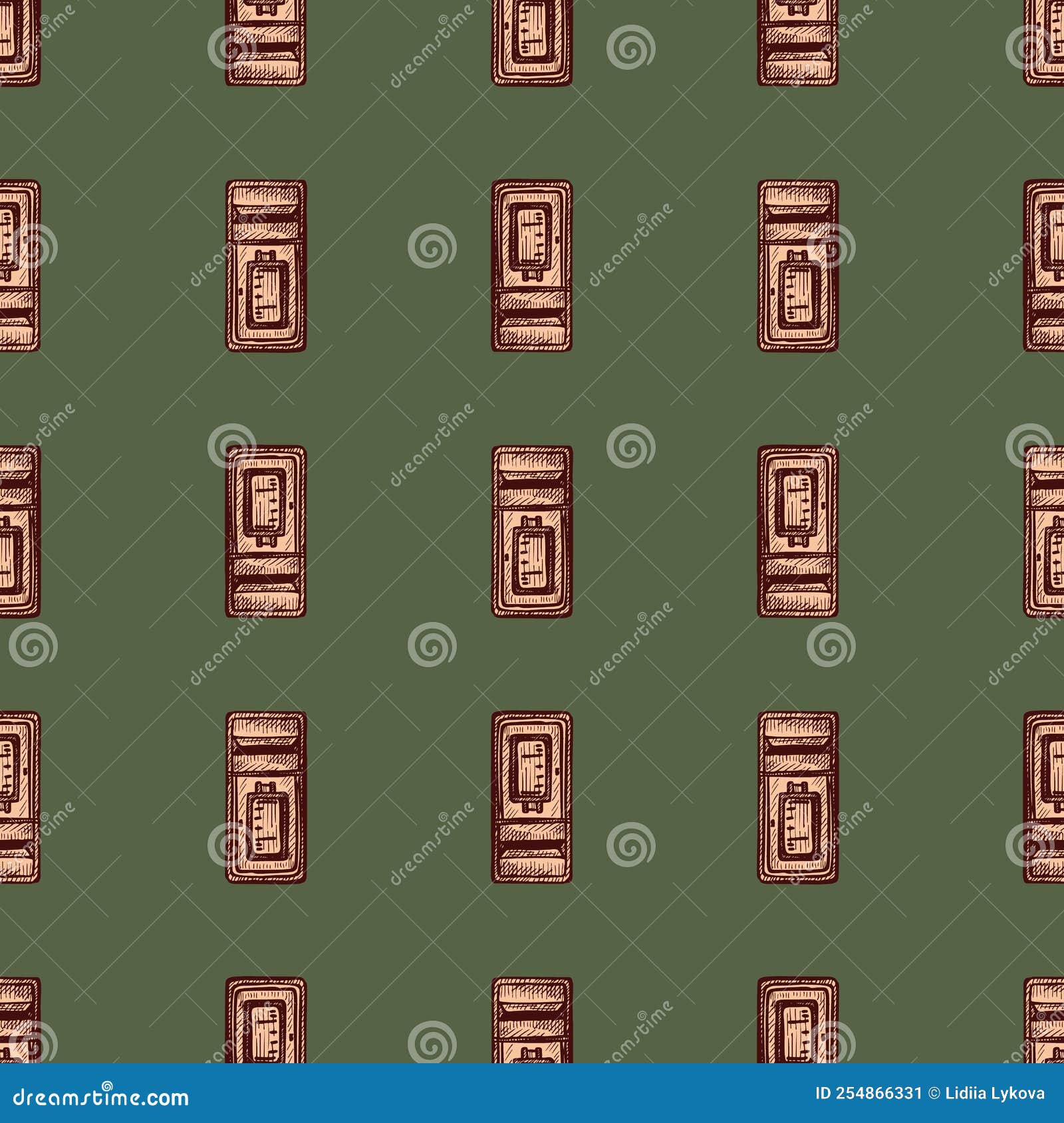 Mailbox Engraved Seamless Pattern. Vintage Letterbox in Hand Drawn ...