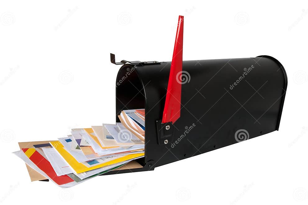 Mailbox full of mail stock image. Image of envelope, isolated - 15312755