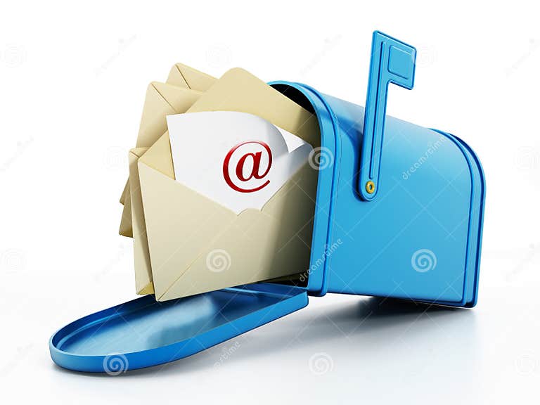 Mailbox full of mail stock illustration. Illustration of inbox - 44472693