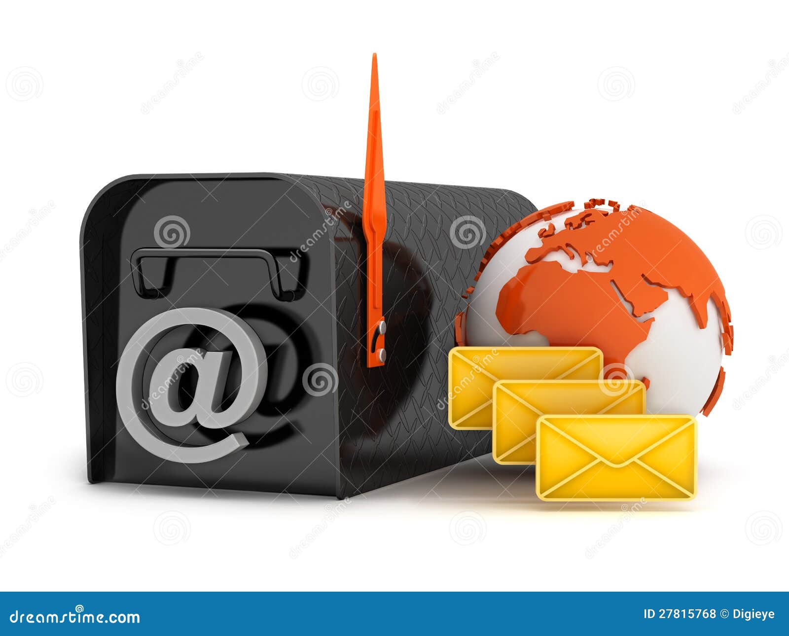 Mailbox, Globe, Envelopes and E-mail Sign Stock Illustration ...