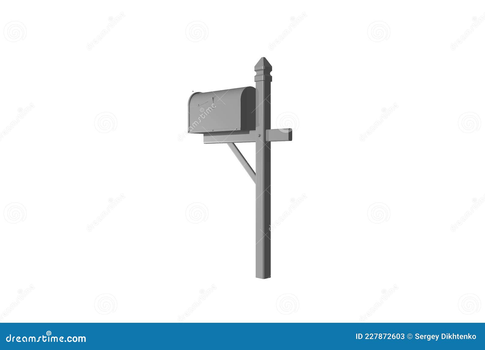 Mailbox Grey 3d Rendering White Background Stock Illustration ...