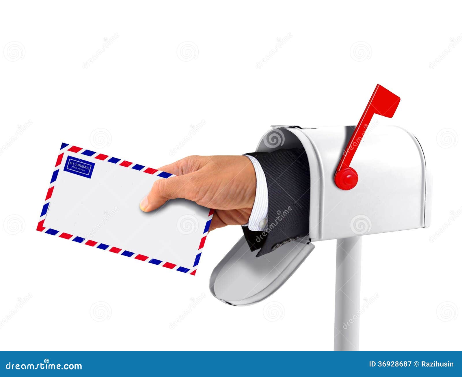 Mailbox and a Hand with an Envelope Stock Illustration - Illustration ...