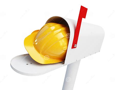 Mailbox Helmet Worker on a White Background 3D Illustration Stock ...