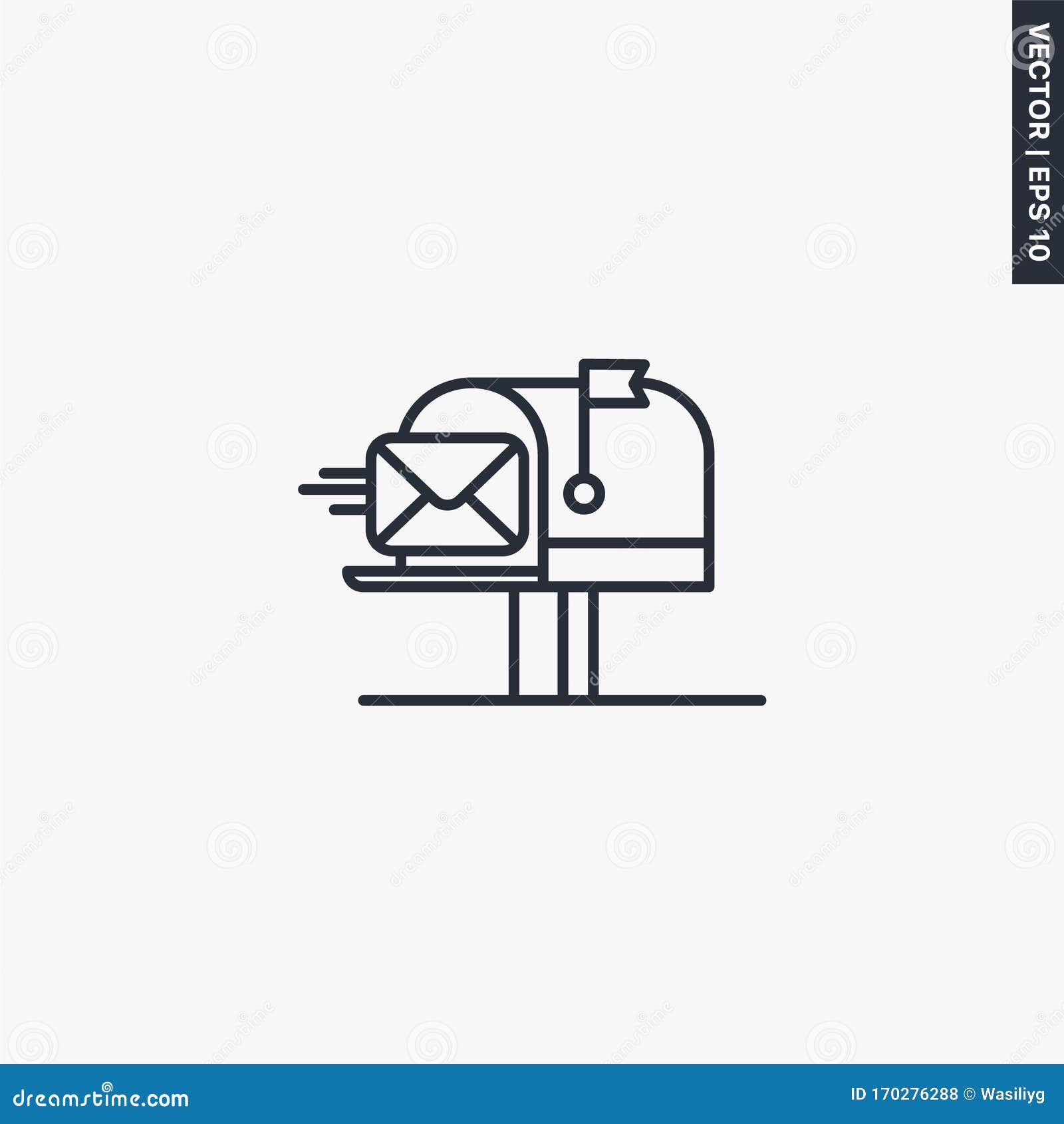 Mailbox Icon, Linear Style Sign for Mobile Concept and Web Design Stock ...