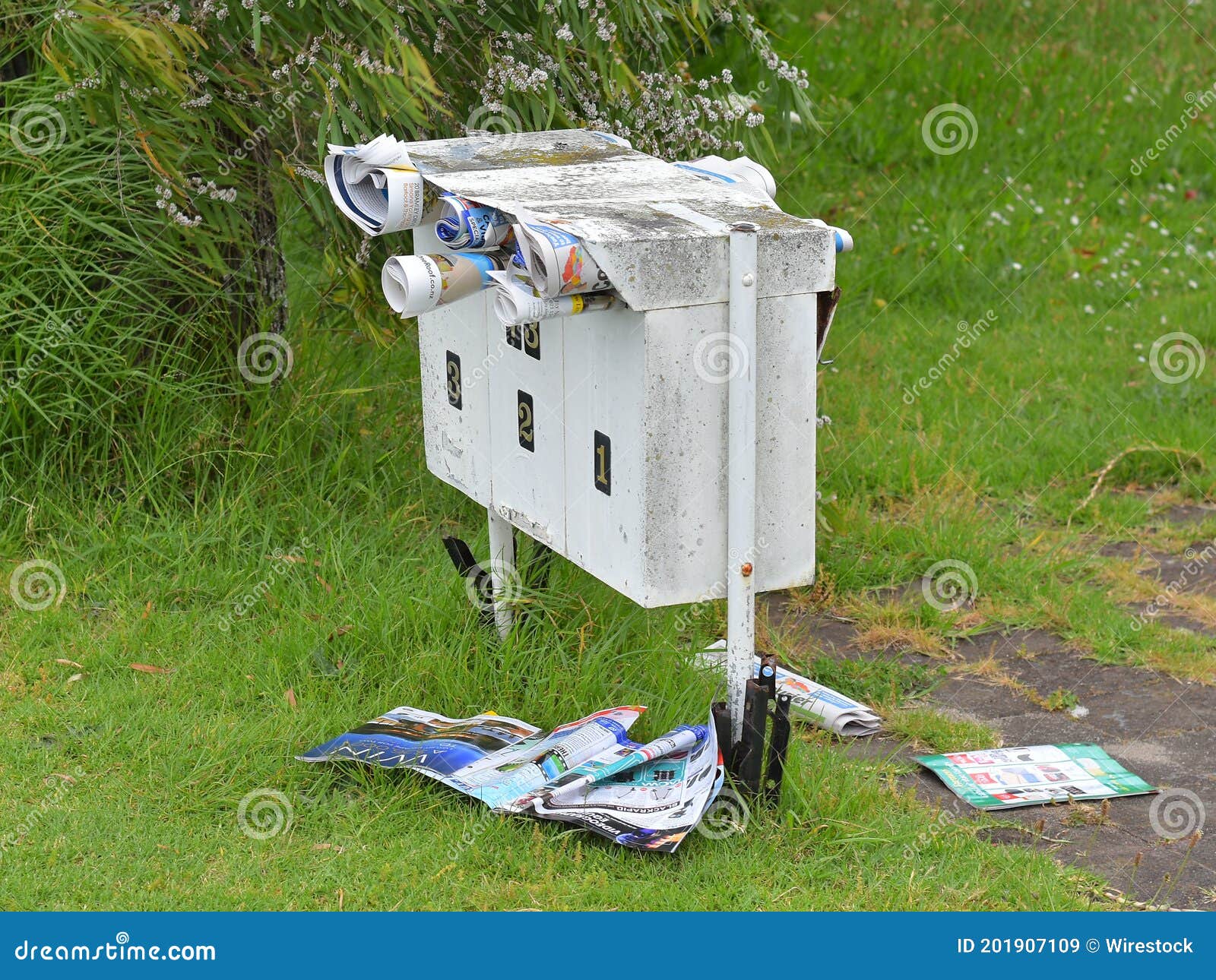 Mailbox with Junk Mail Sticking Out Editorial Stock Image - Image of ...