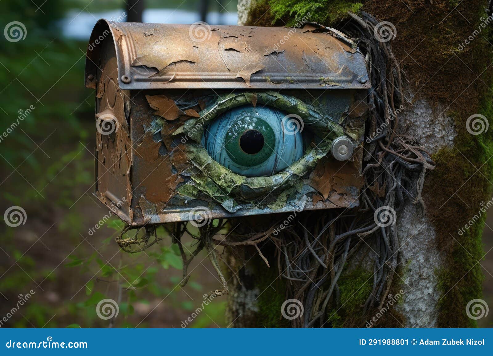 A Mailbox with a Large Eye in it Stock Illustration - Illustration of ...