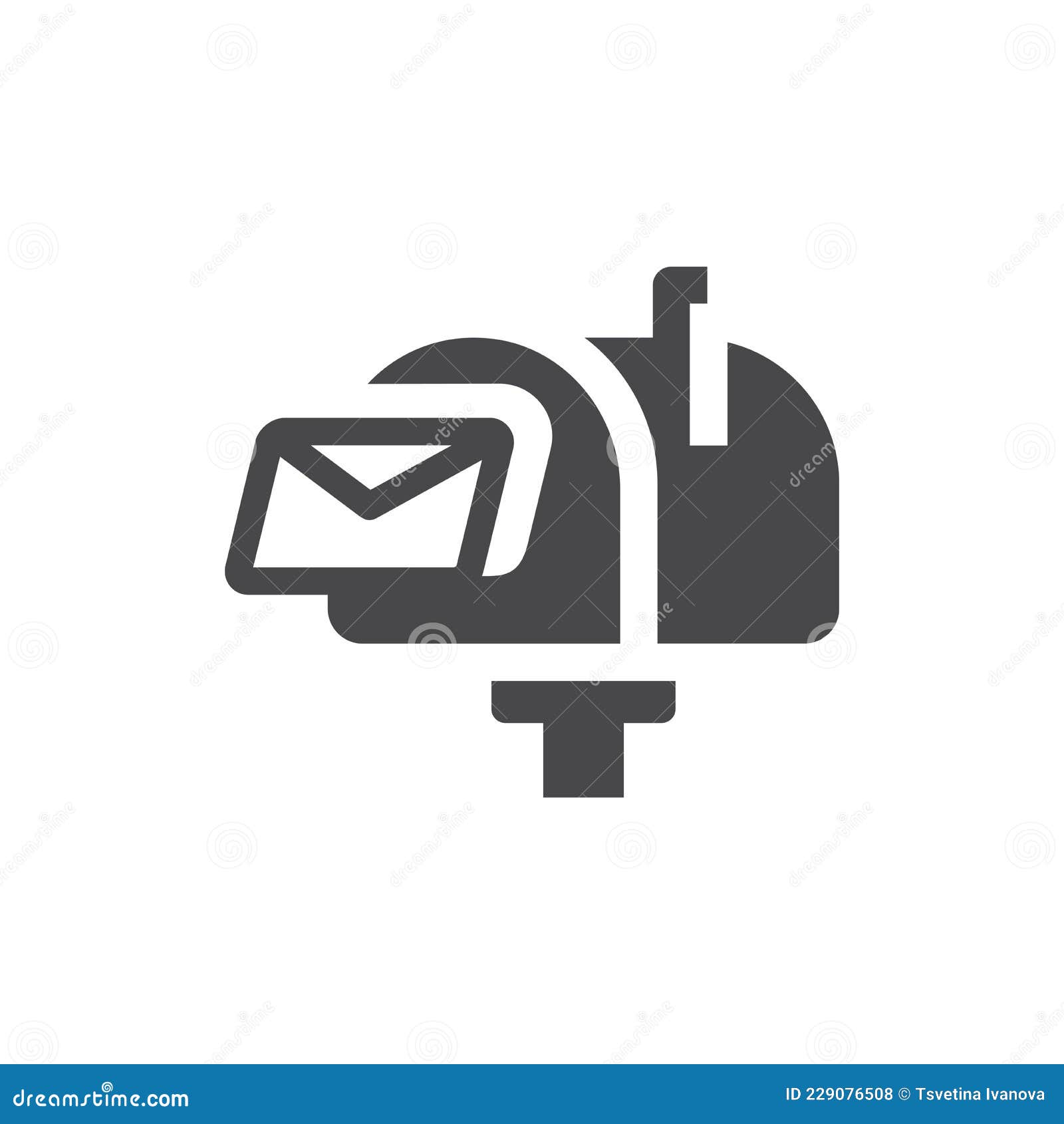 Mailbox with Letter Black Vector Icon Stock Vector - Illustration of ...
