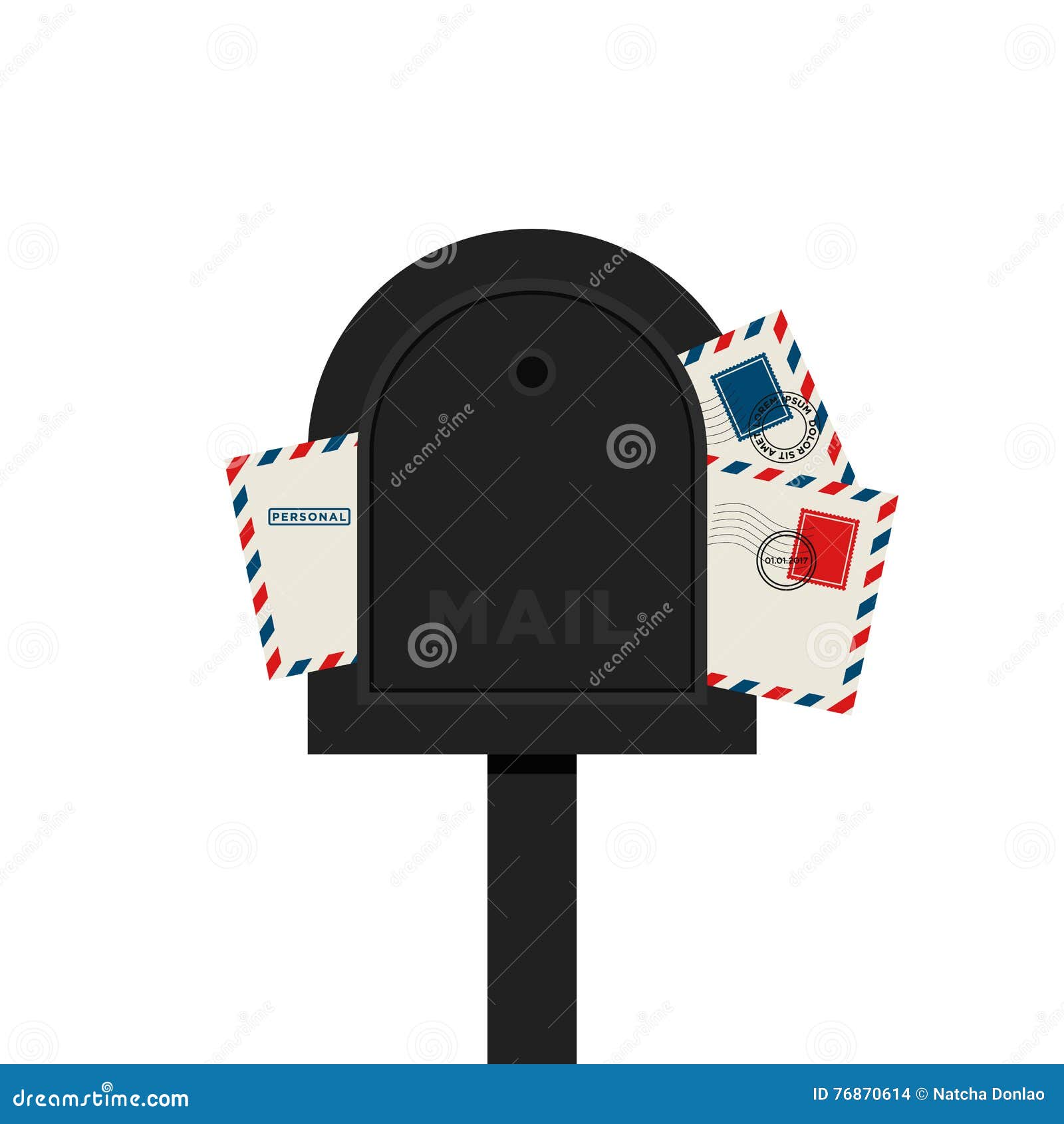Mailbox With Letter Icons On Glowing Green Background Stock Photography ...