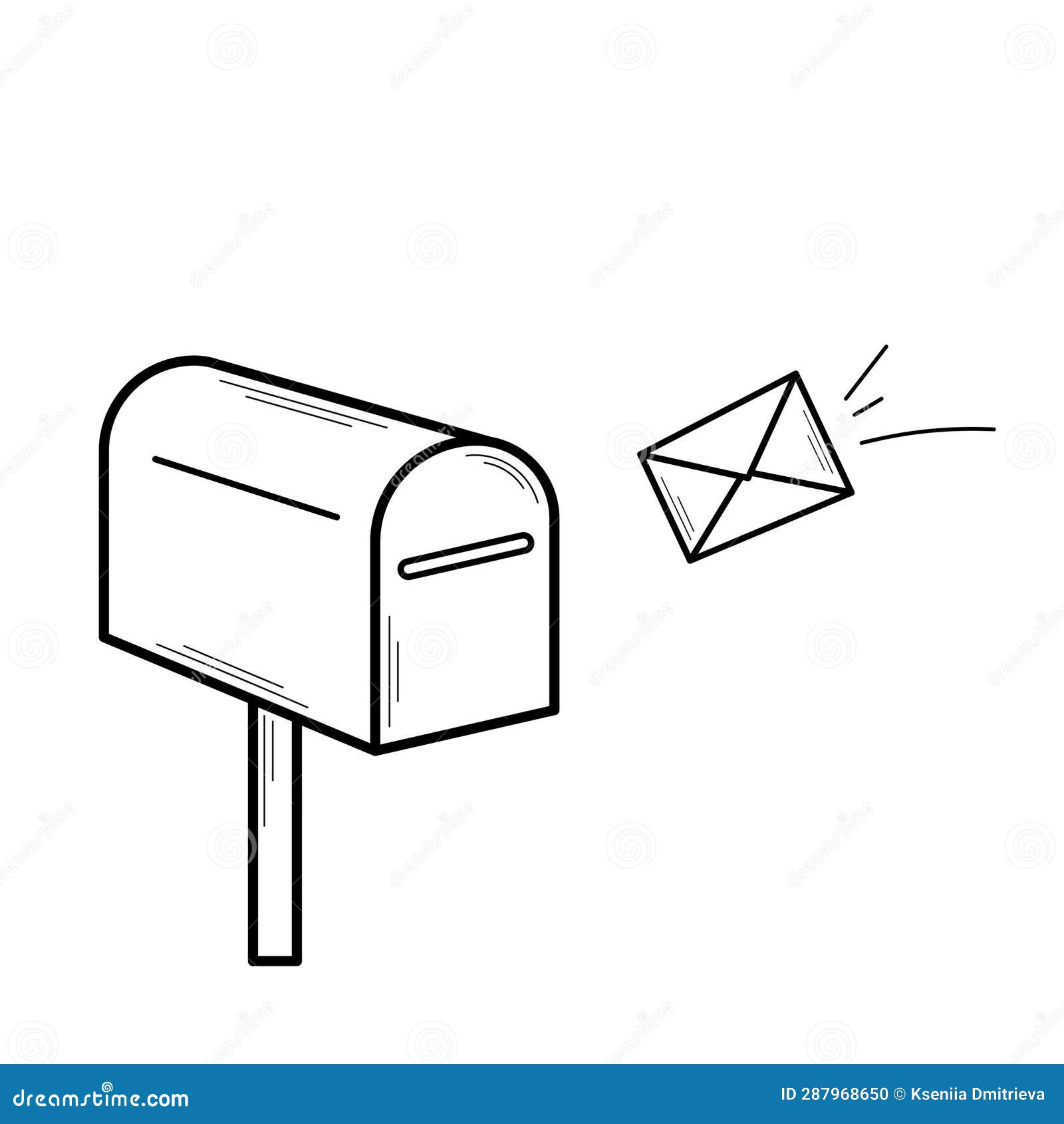 Mailbox with a Letter. Mail Delivery with Envelope in Doodle Sketch ...