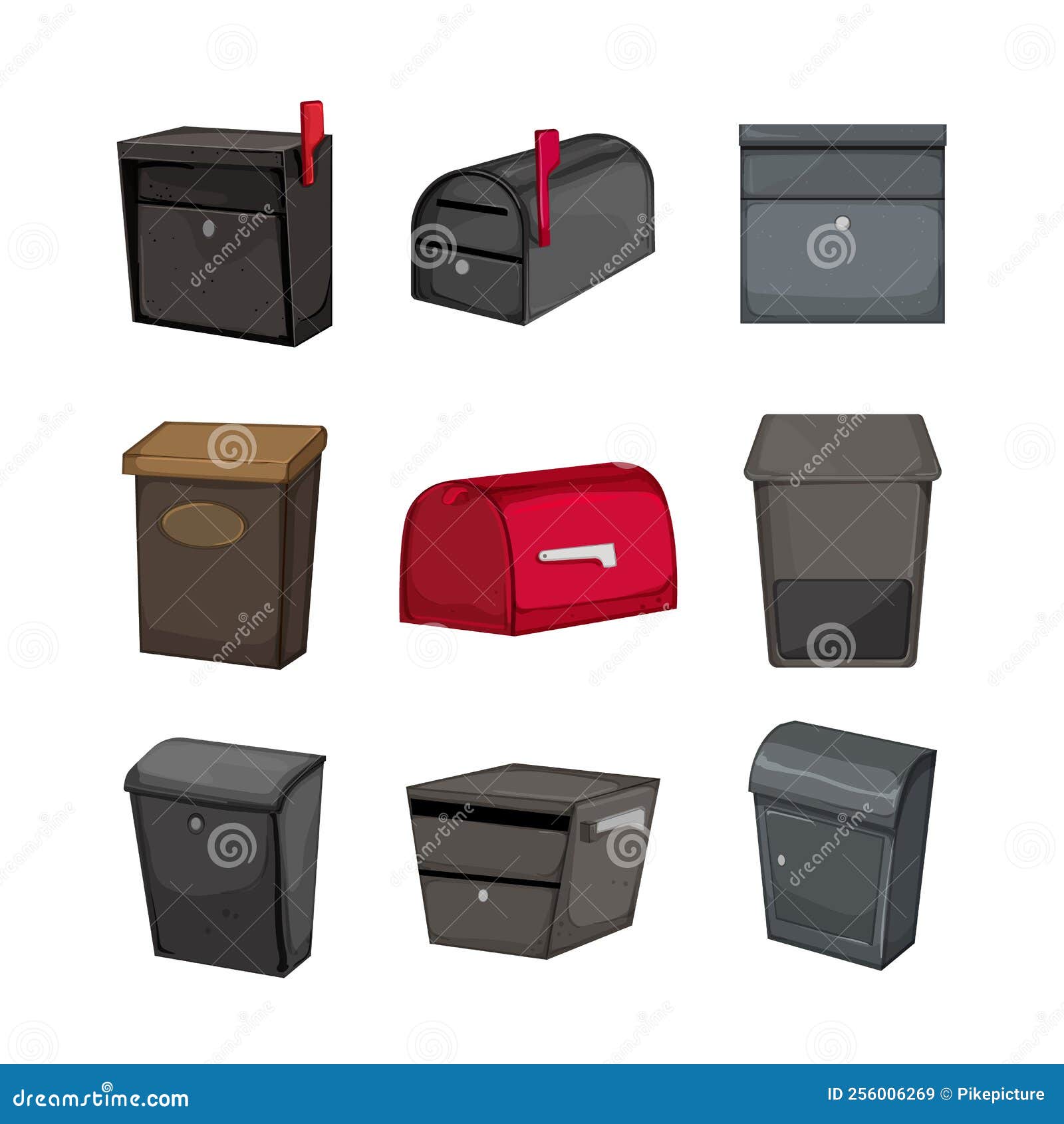 Mailbox Letter Set Cartoon Vector Illustration Stock Vector ...