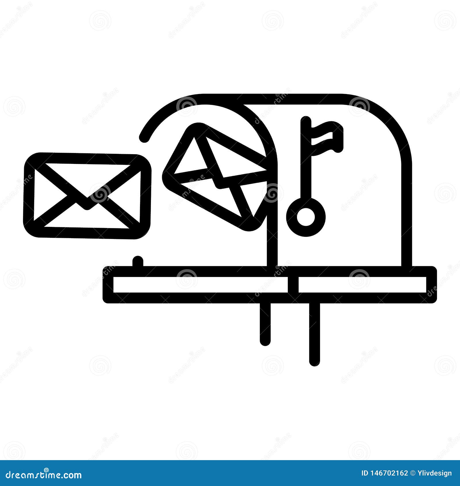 Mailbox Letters Icon, Outline Style Stock Vector - Illustration of card ...